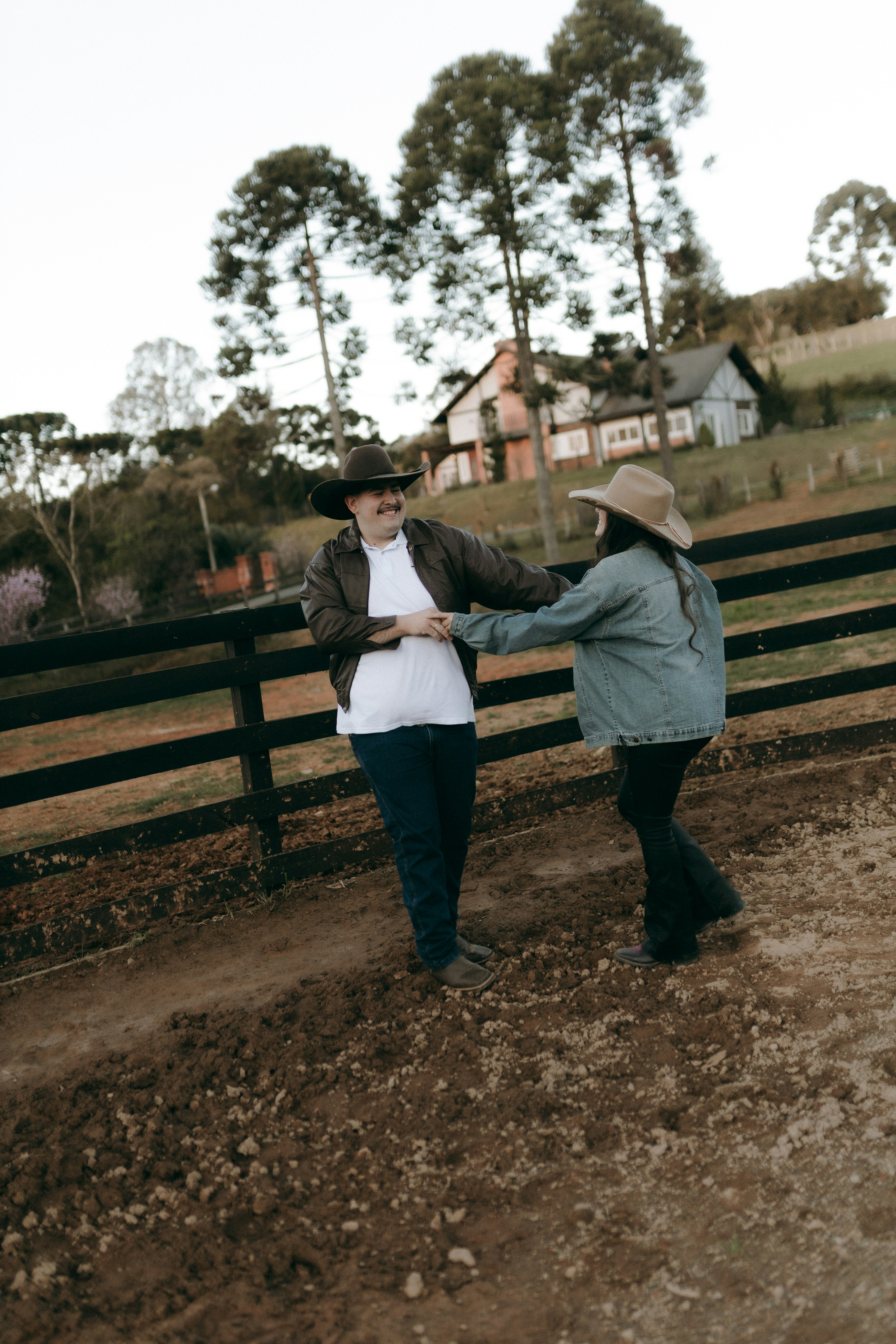 Ranchside Waltz: Gentle Exchange Beneath the Pines