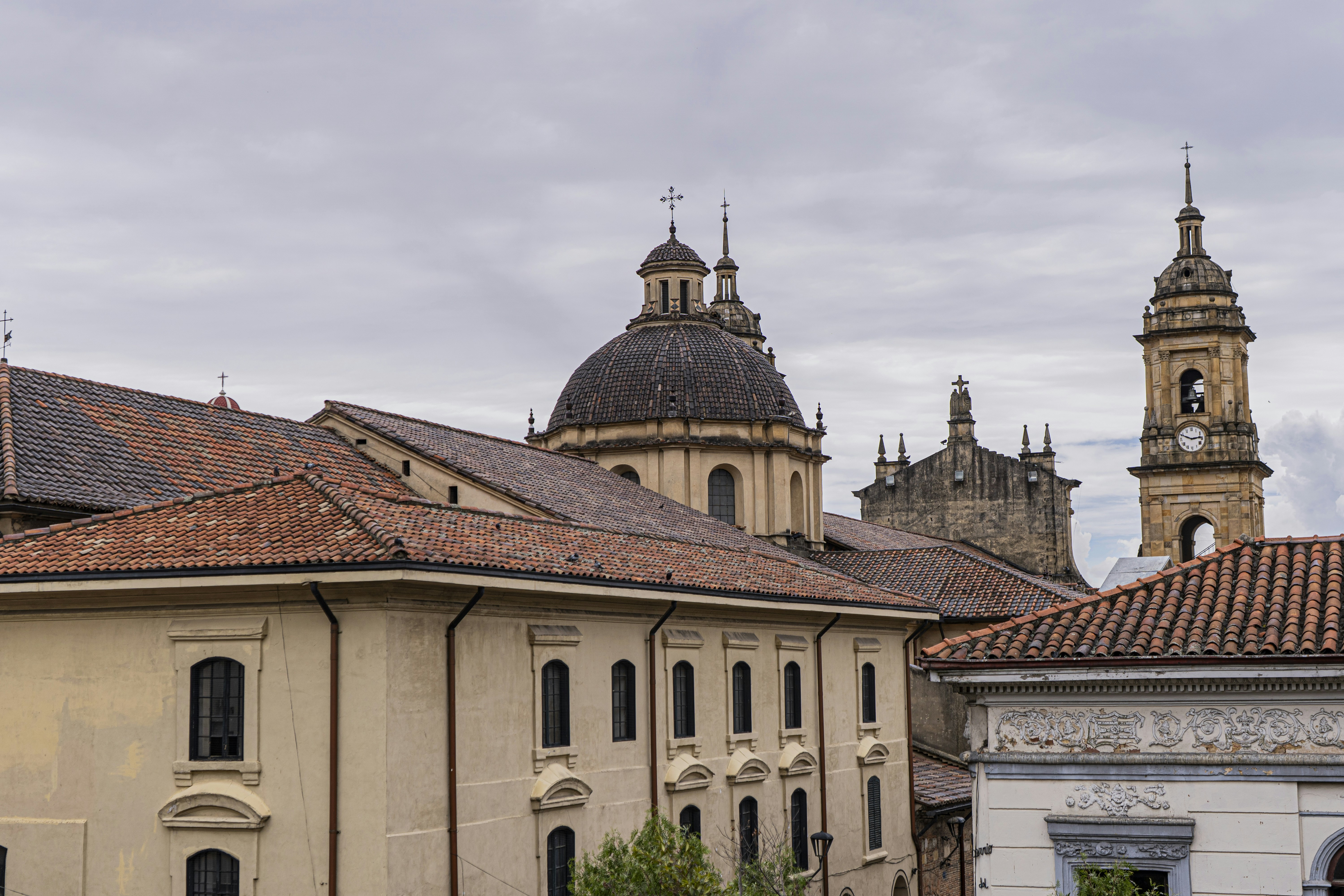 Historic buildings with domed roofs and towers