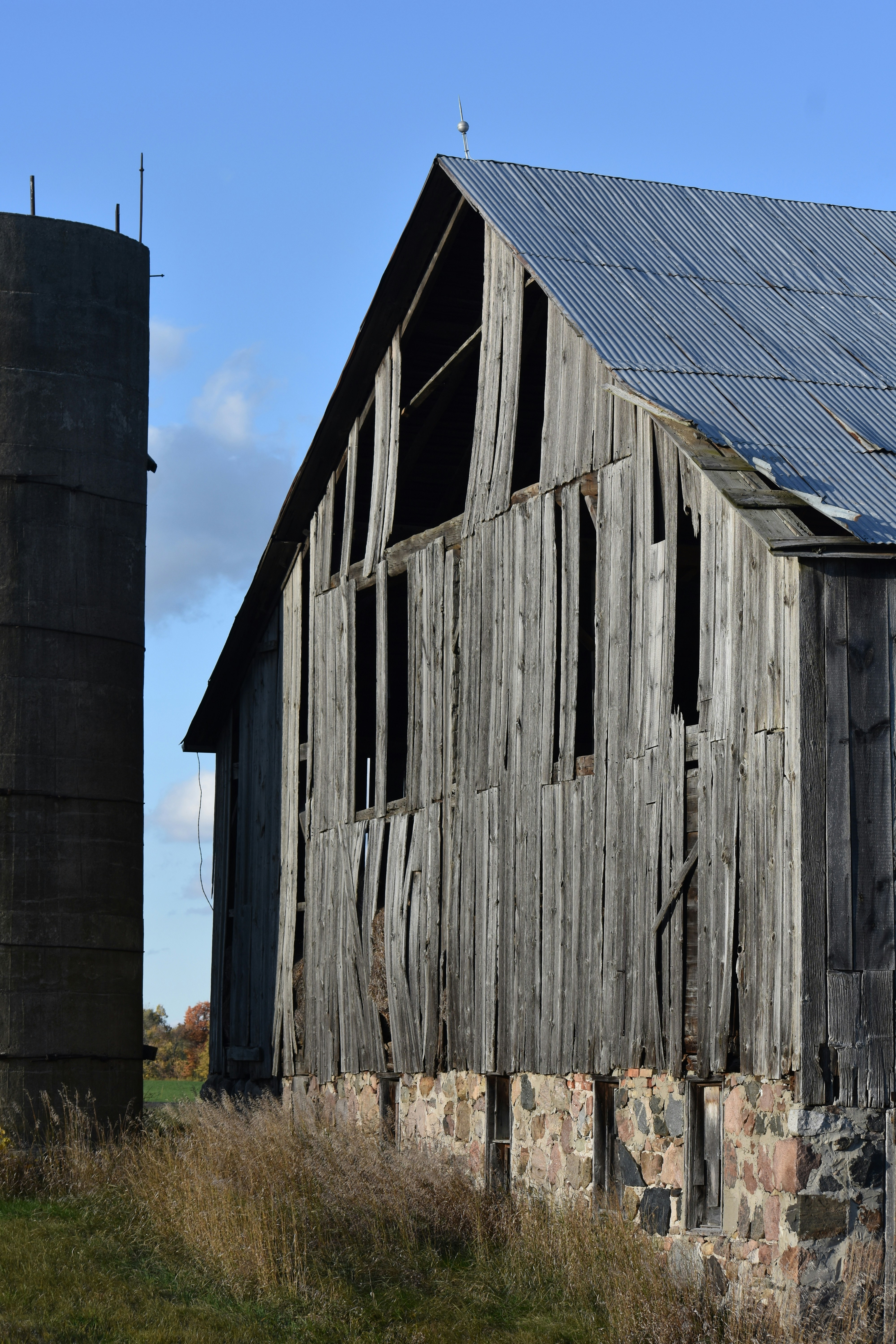 "Golden hour on an old barn near Richwood, Ontario" | Weathered wooden barn with a tall silo