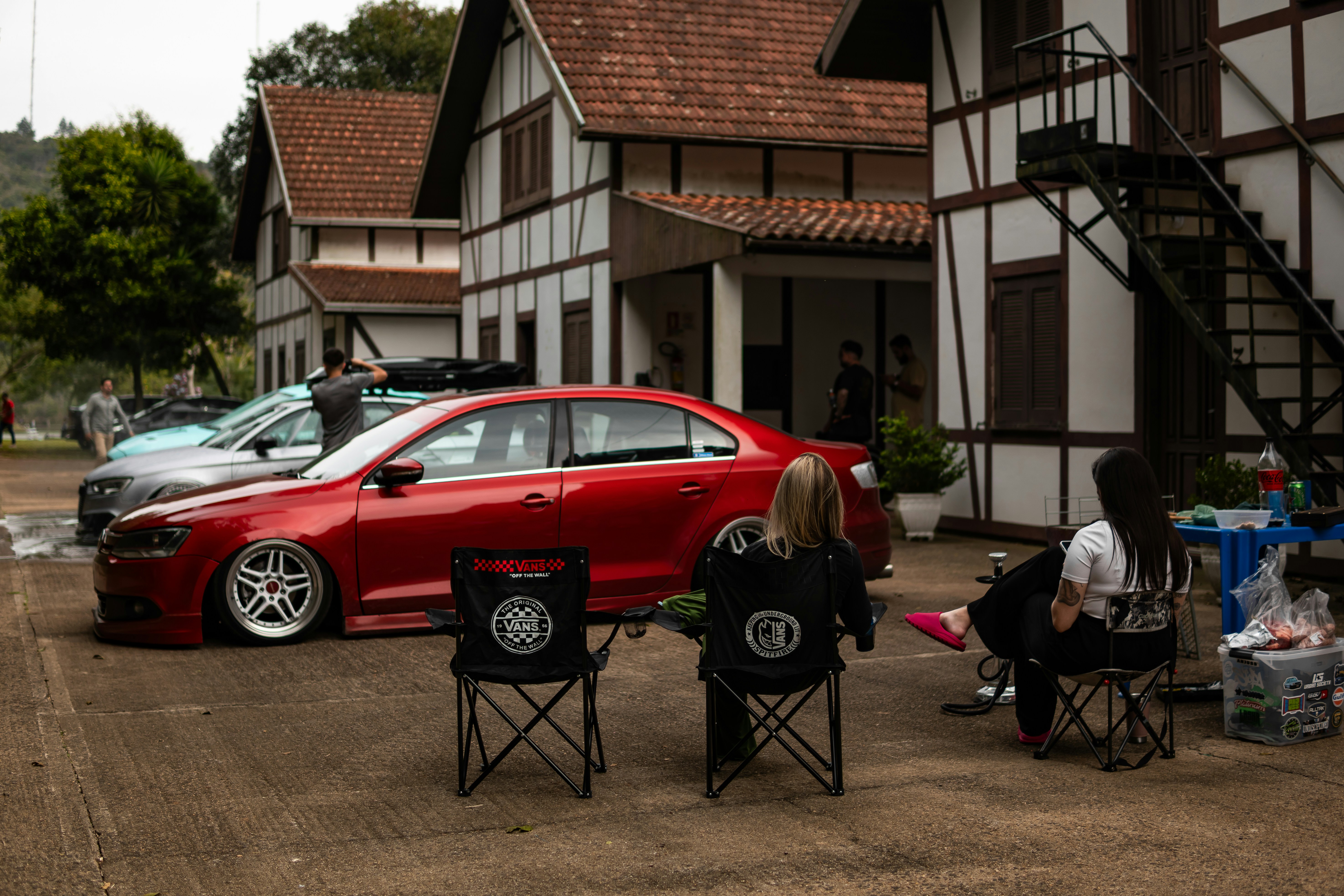 Crimson Coupe Sparks a Timber-Framed Car Meet