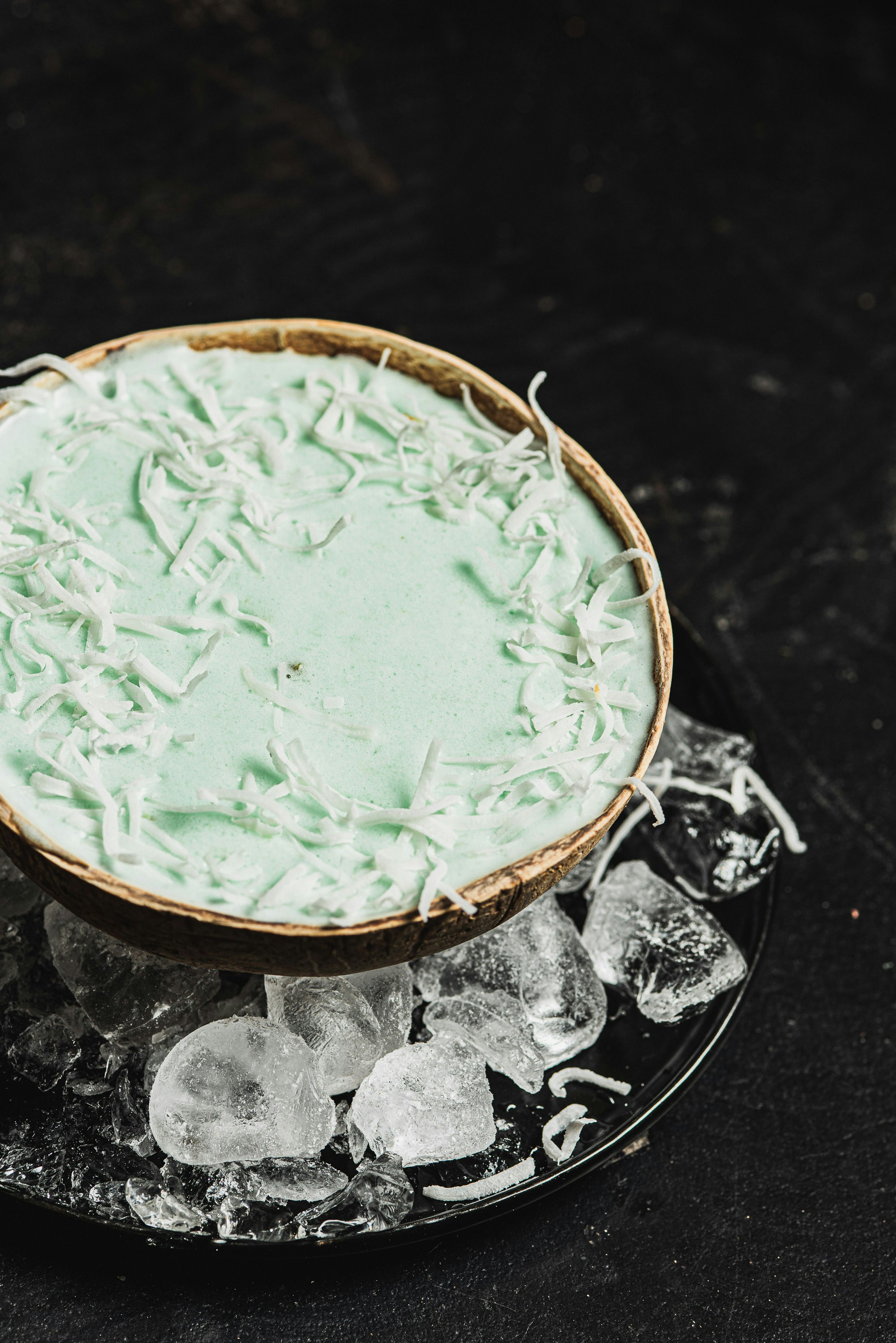 Mint Cloud in a Coconut Cup: Chill Dessert on Ice