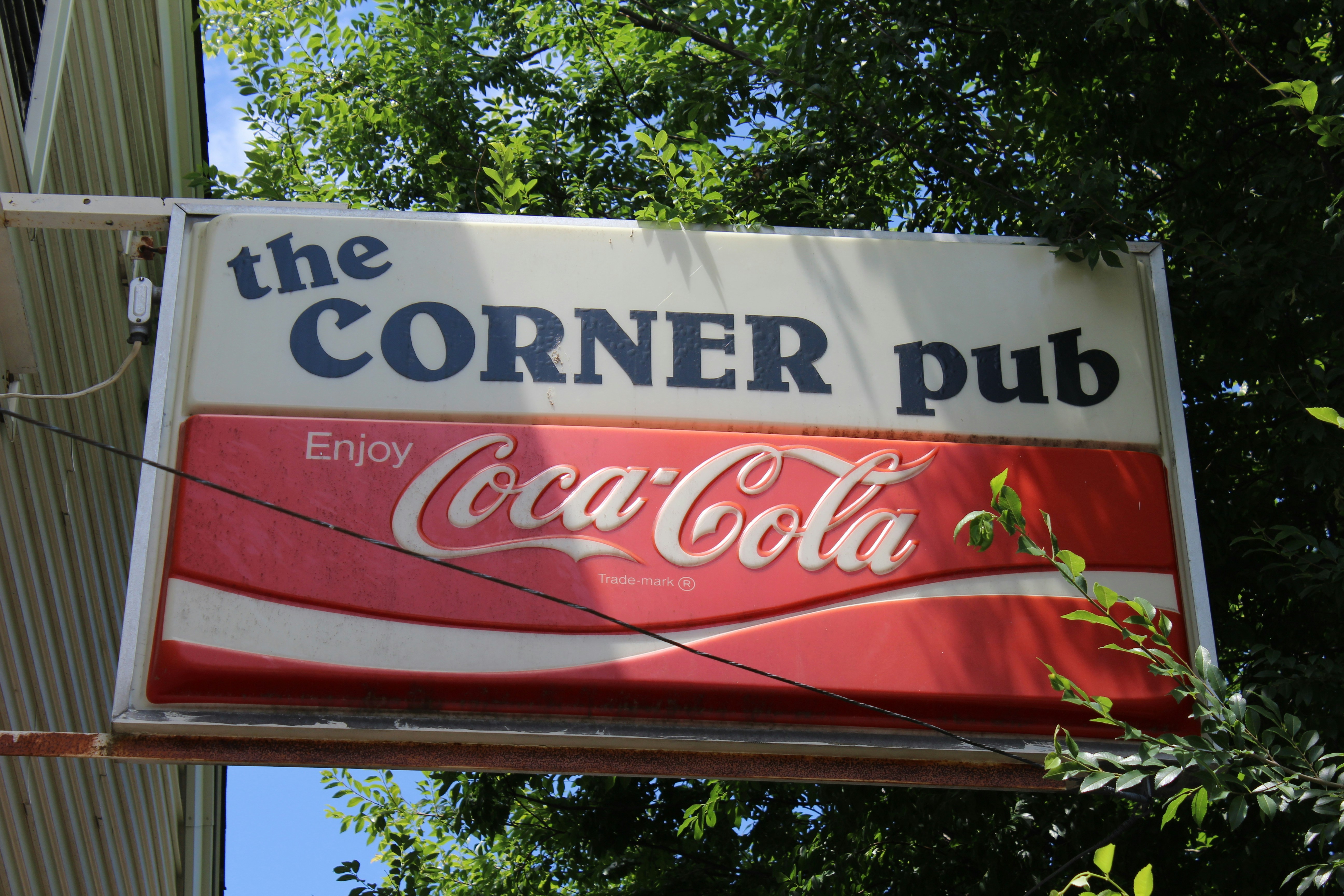 The Corner Pub Kittery ME | The corner pub sign with coca-cola logo