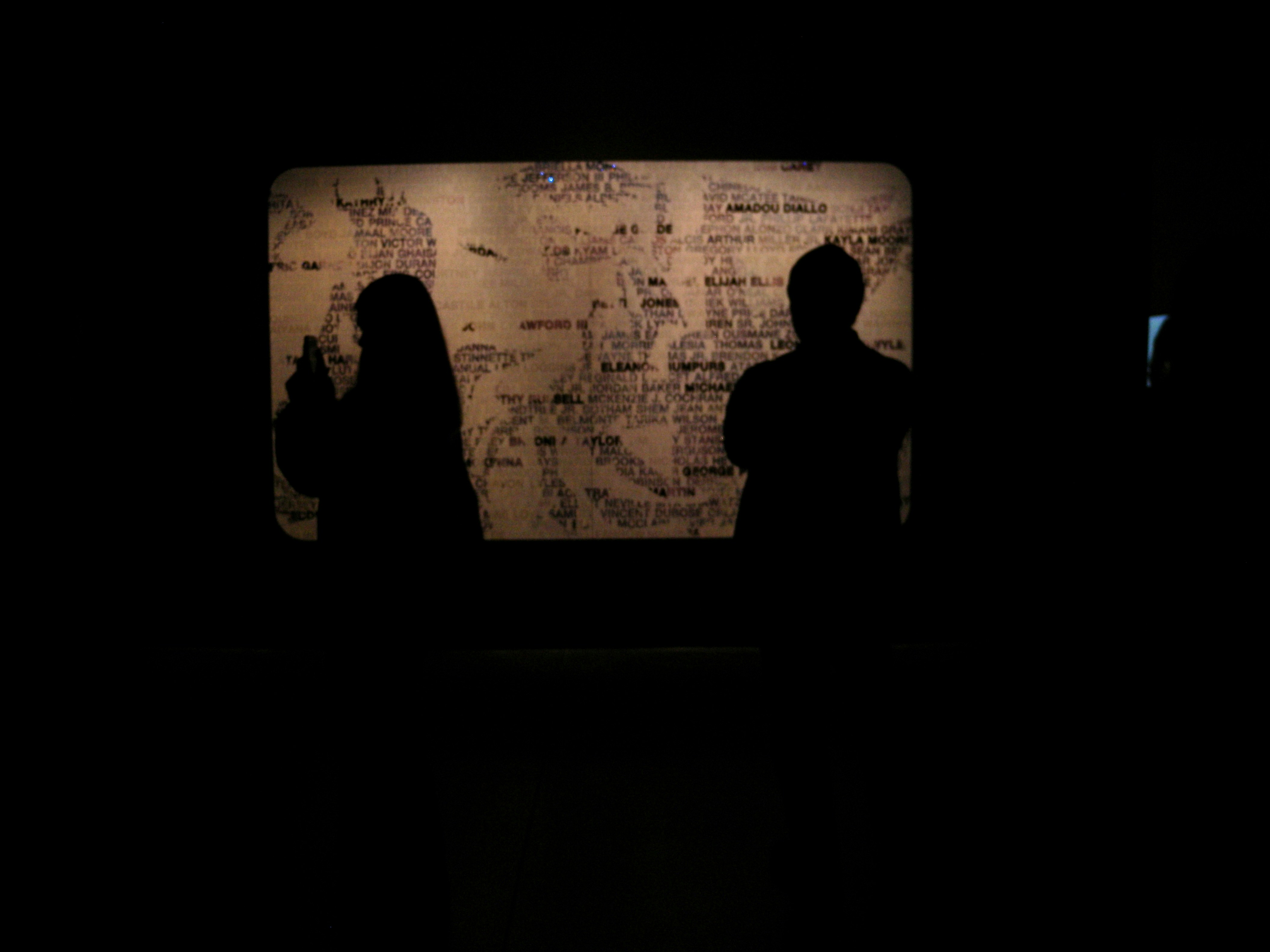 Silhouettes of two people looking at a map.