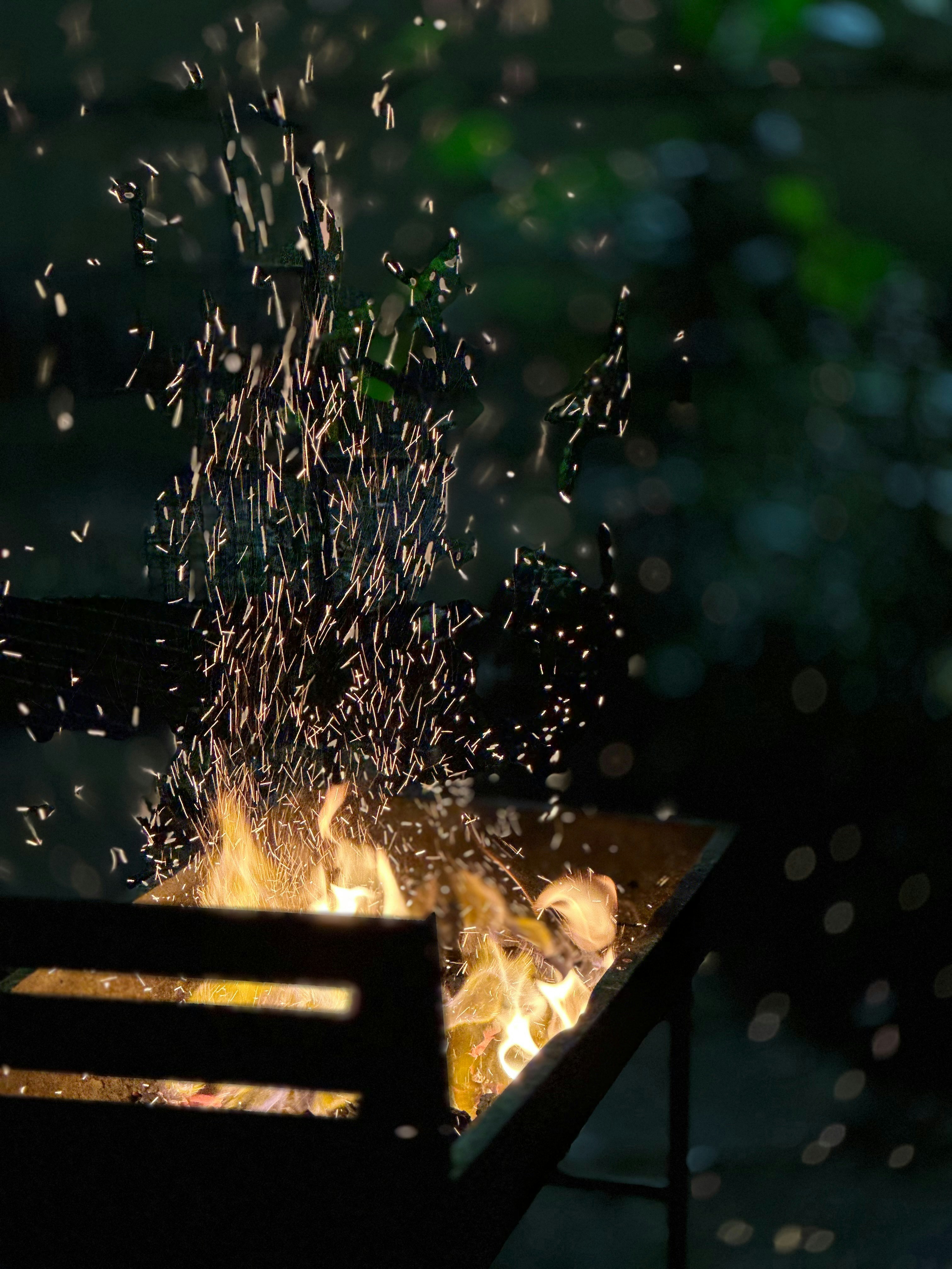 Dance of the Sparks: A Nighttime Fire's Embrace