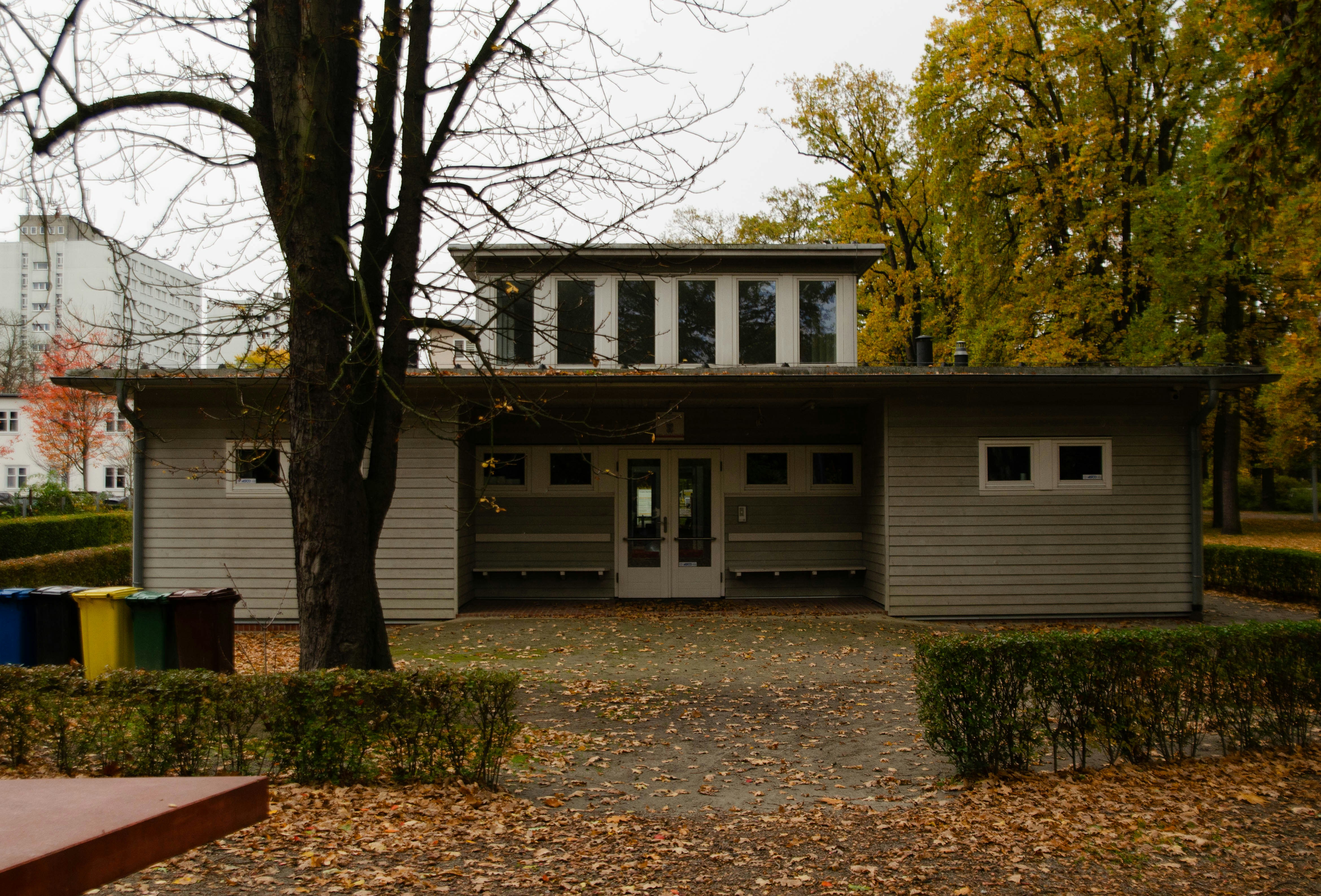 Symmetry in Autumn Light at a Park Pavilion