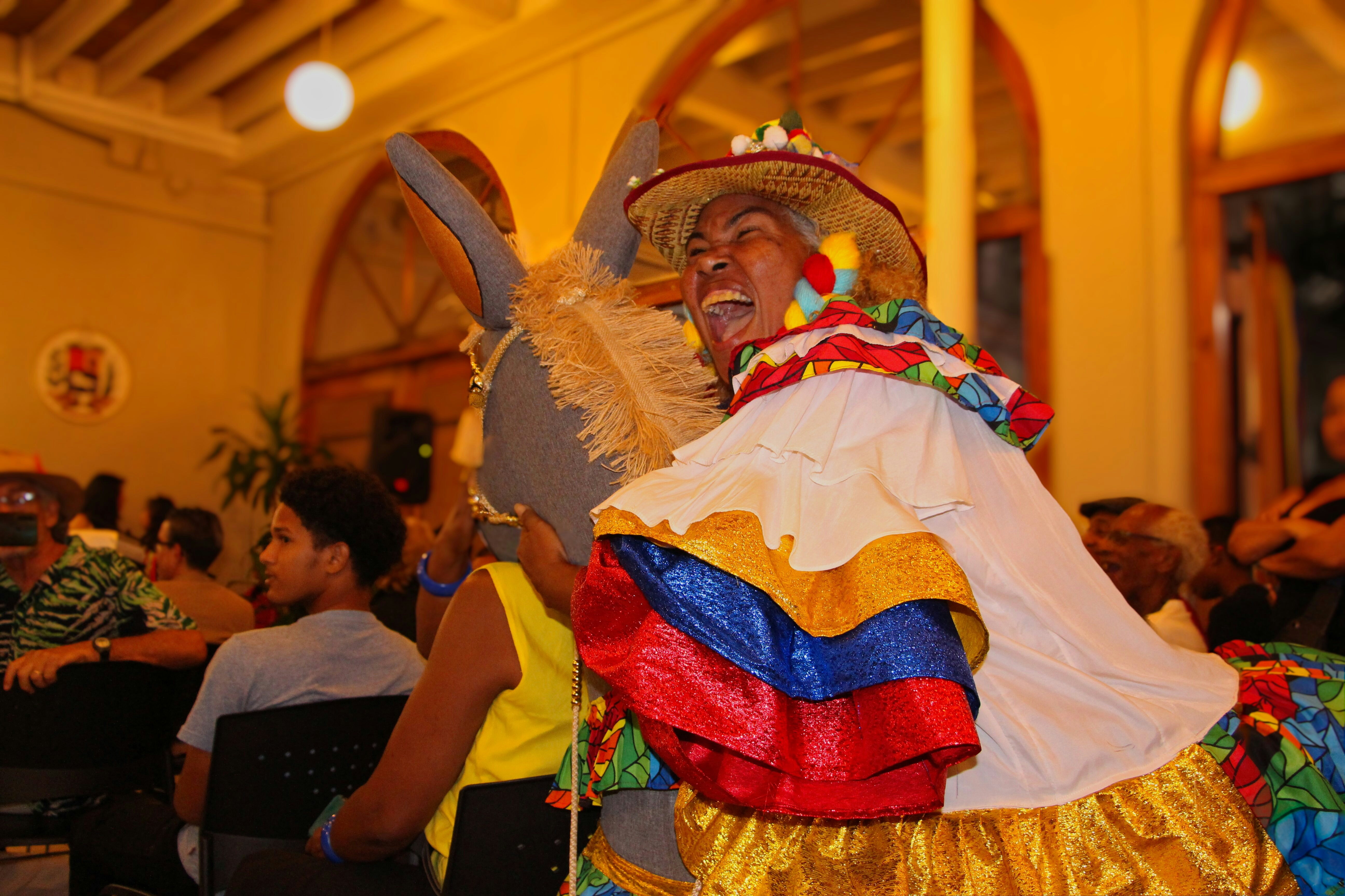 Woman in colorful costume dances with donkey float photo – Free Dance ...