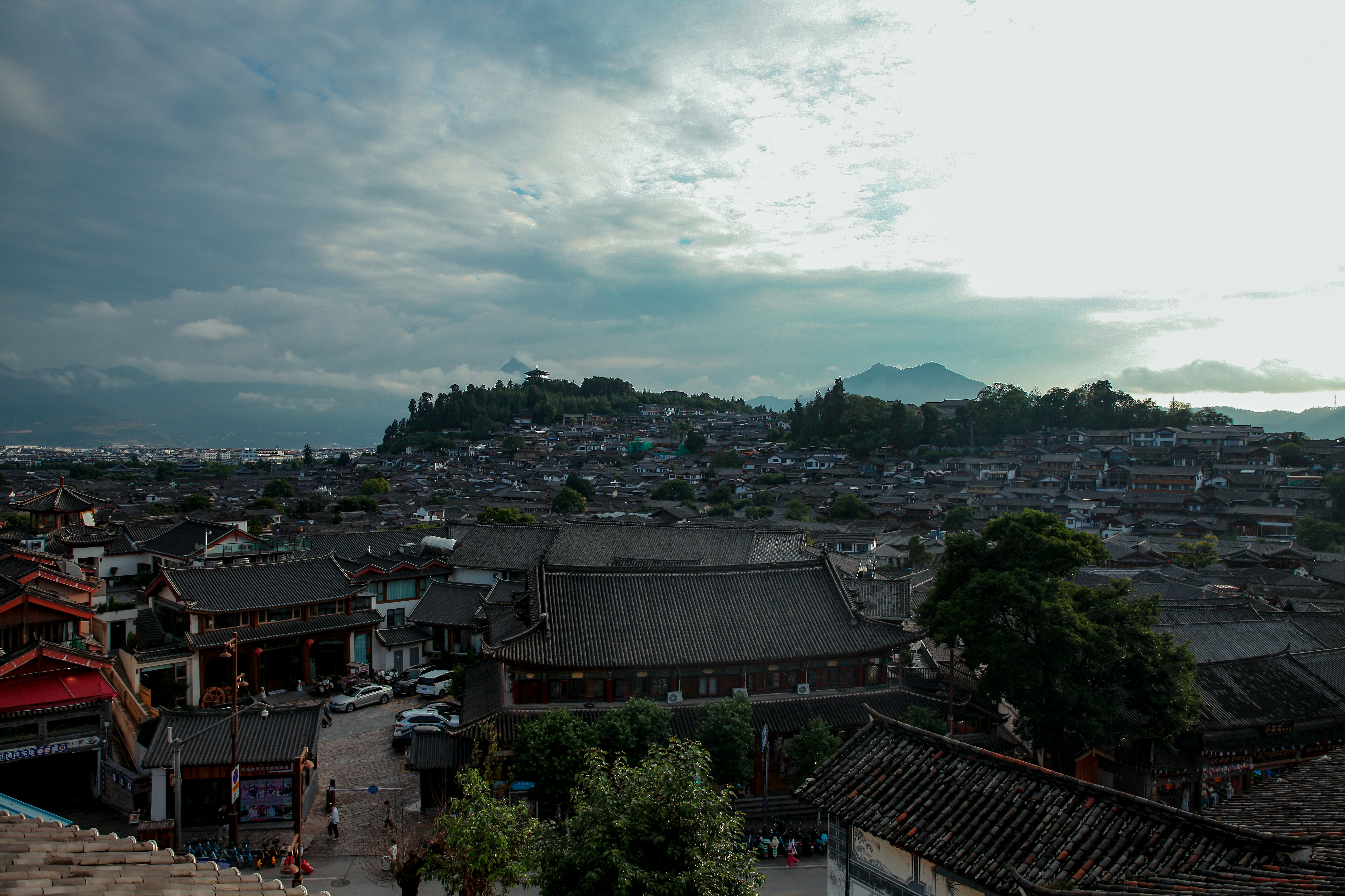 A thousand-year-old ancient city | Rooftops of an ancient asian city under cloudy sky