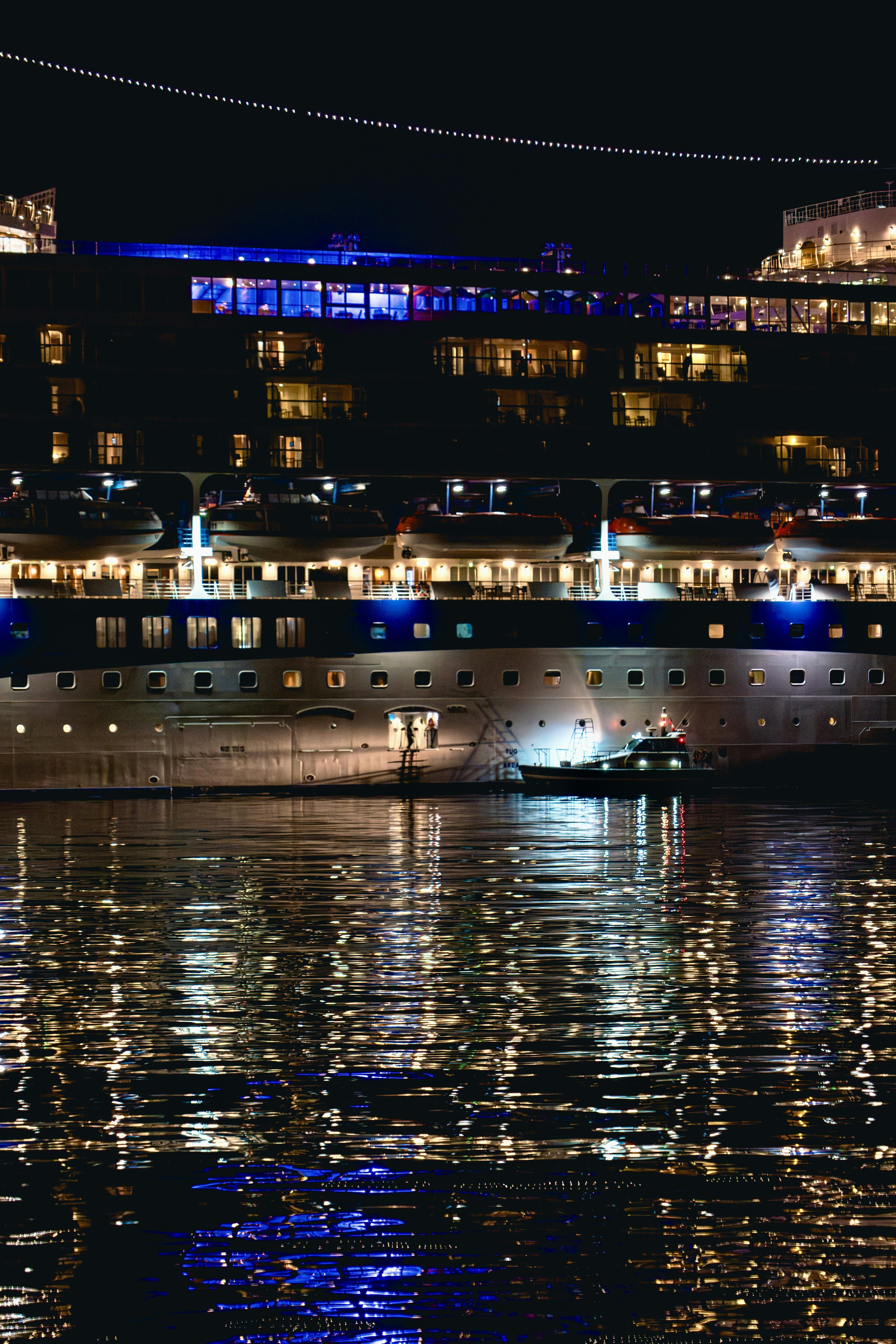 Nautical Reflections: A Nighttime Harbor Scene