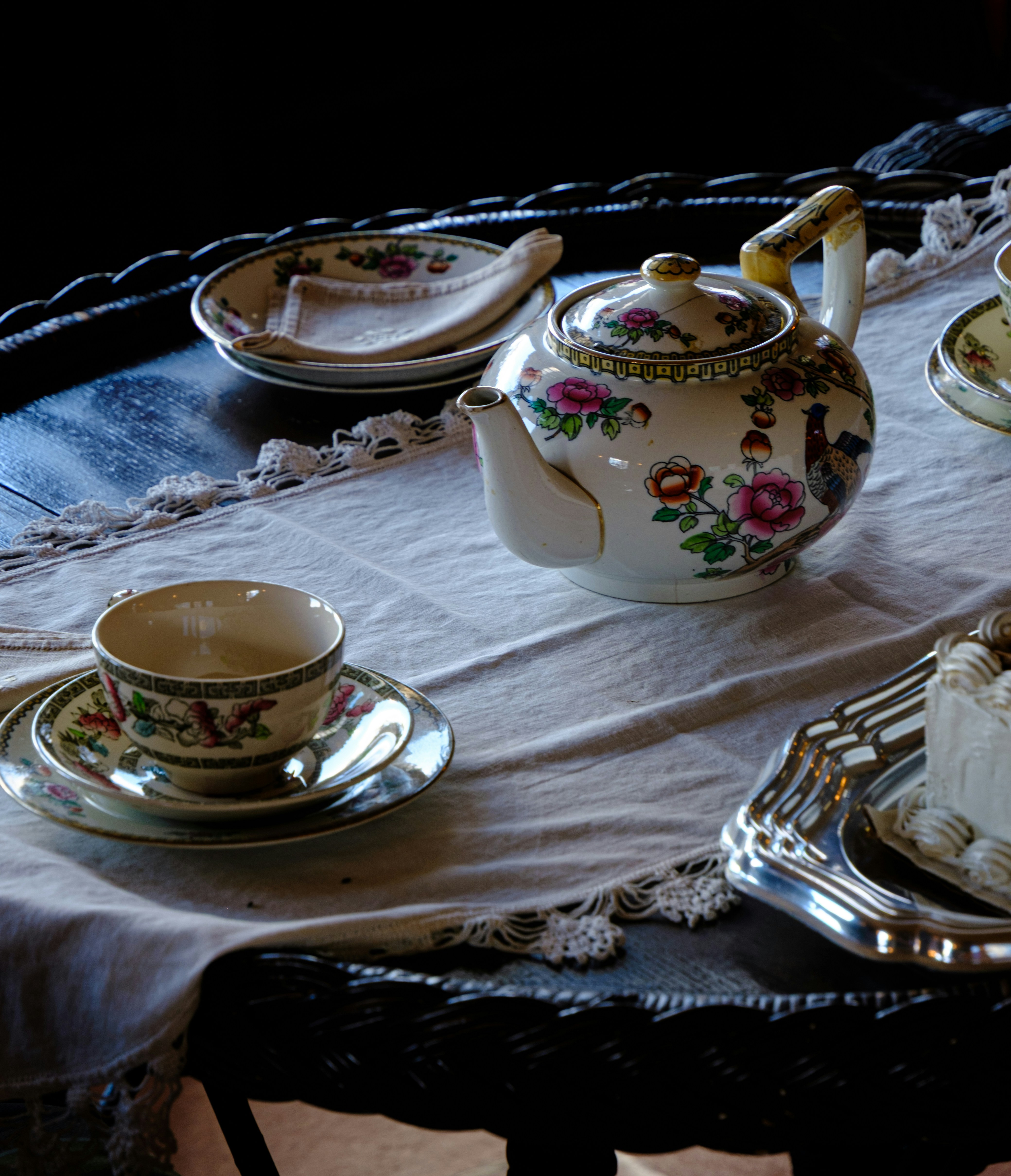 Timeless Elegance: A Vintage Tea Set Display