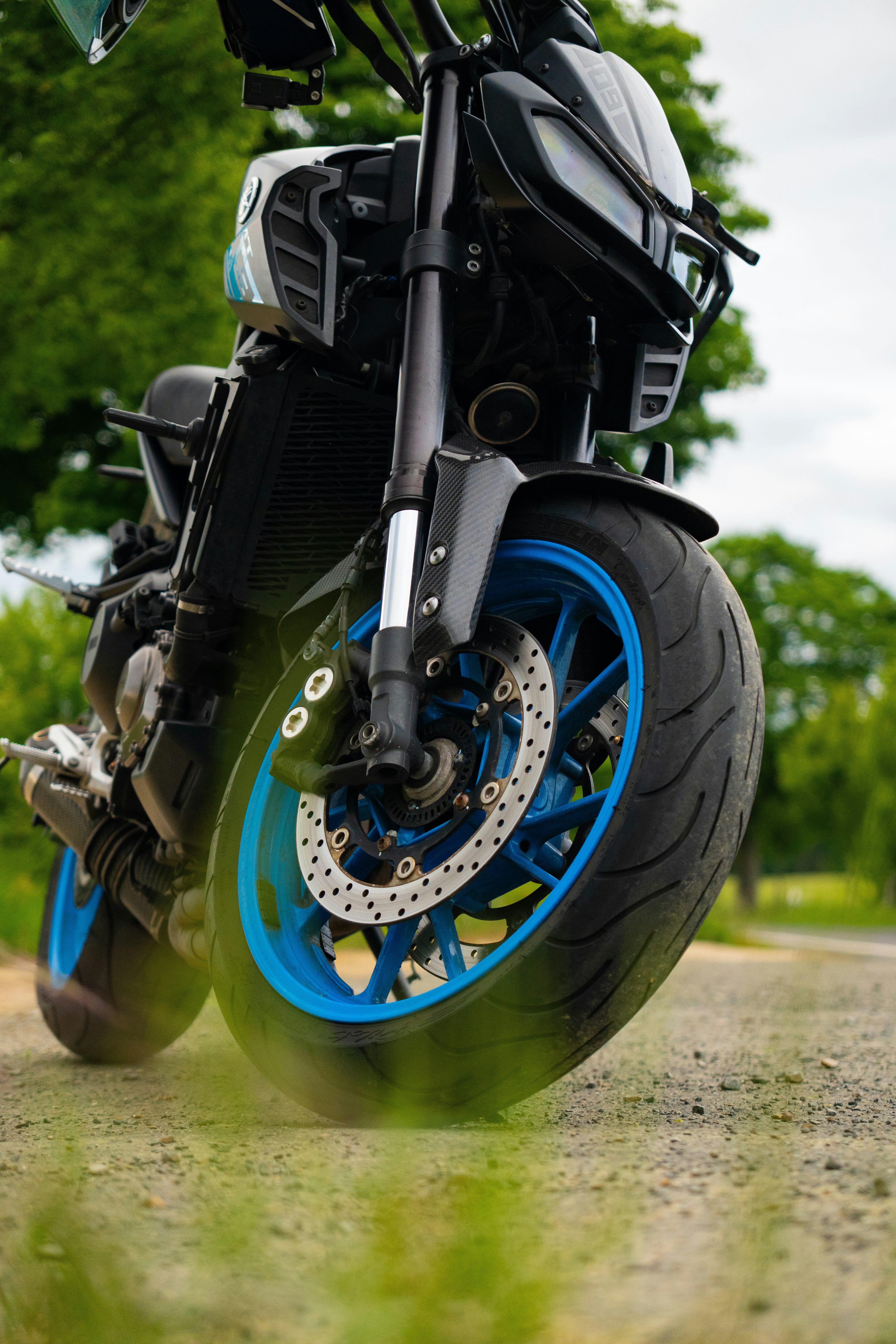 The Bold Blue Revolution: A Motorcycle's Stance