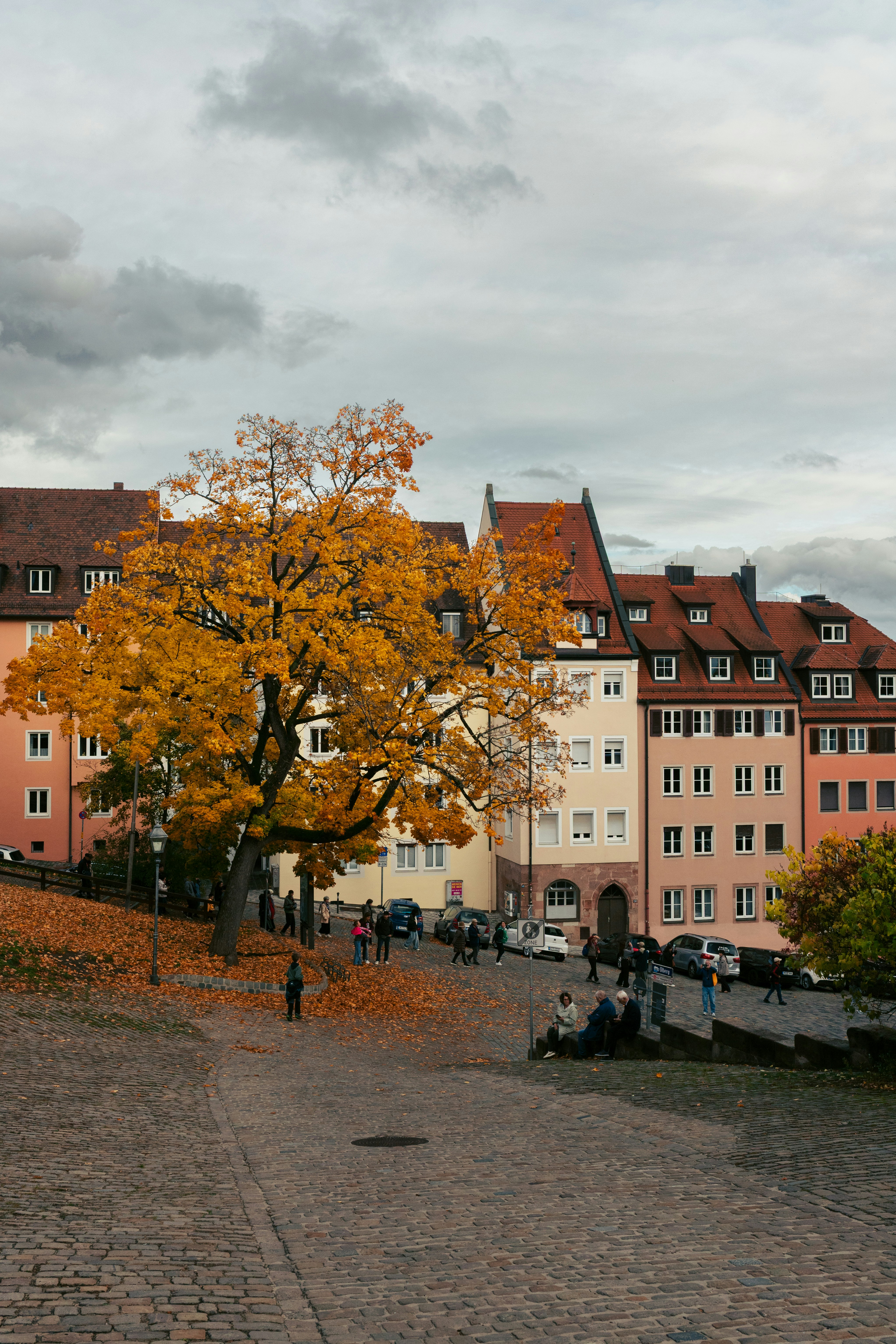 Autumn's Embrace in a Historic Town