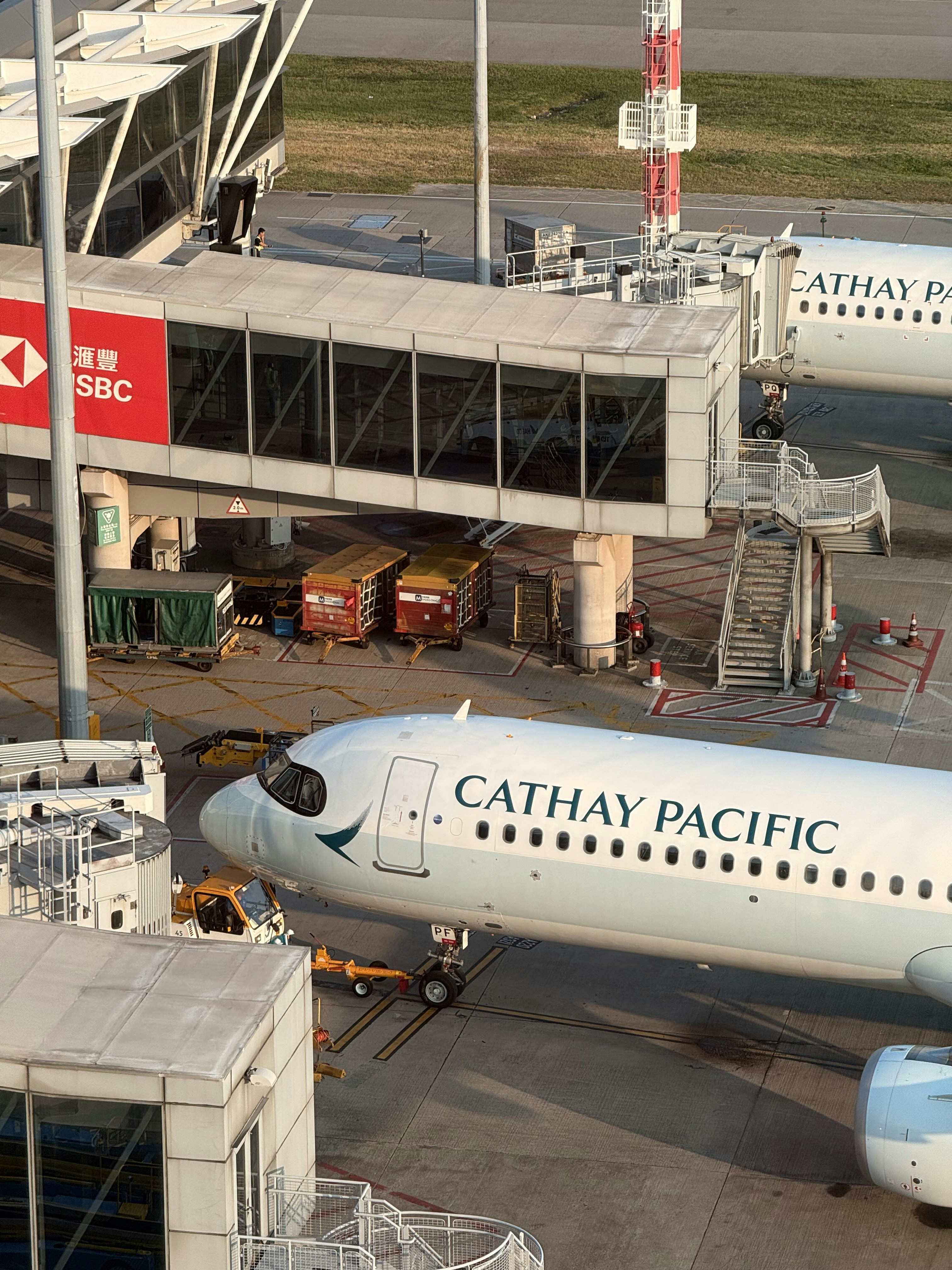 Aerial View of Cathay Pacific at the Terminal