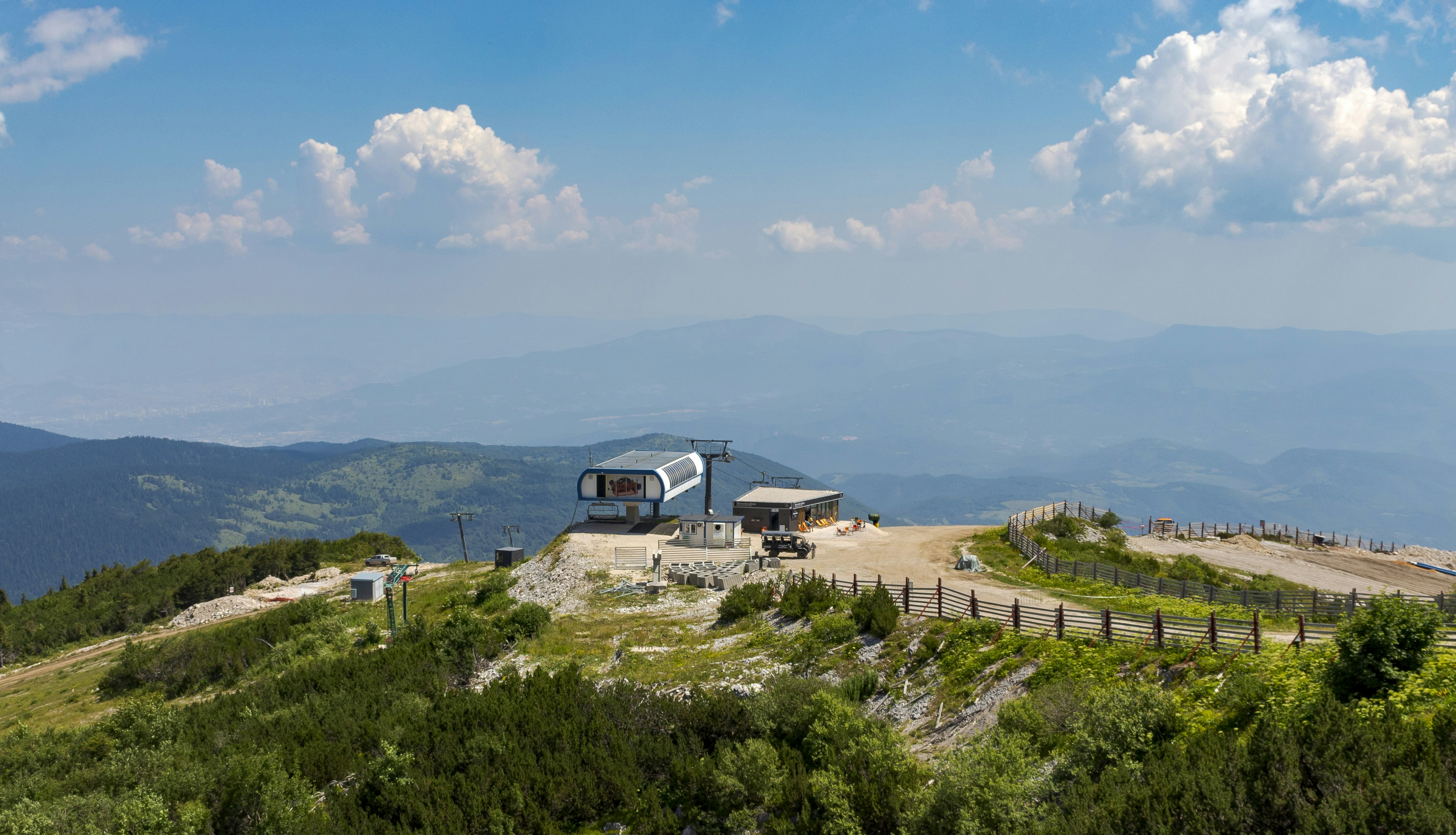 Ridgetop Observatory Beneath a Sweep of Blue Mountain Sky