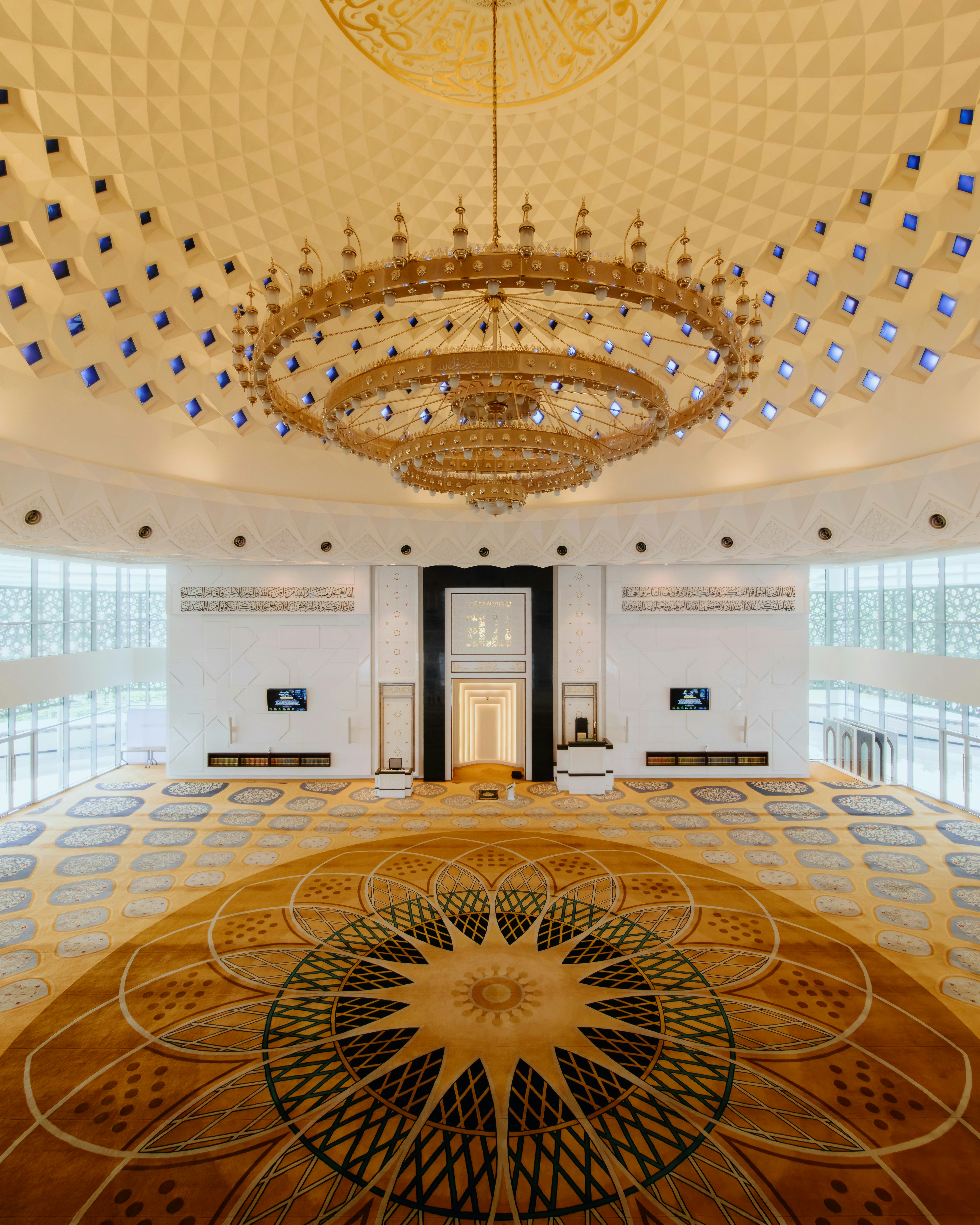 Masjid An Nur TNB. Shot on Oppo Find X8 Ultra. | Grand chandelier hangs in a large, ornate mosque interior.