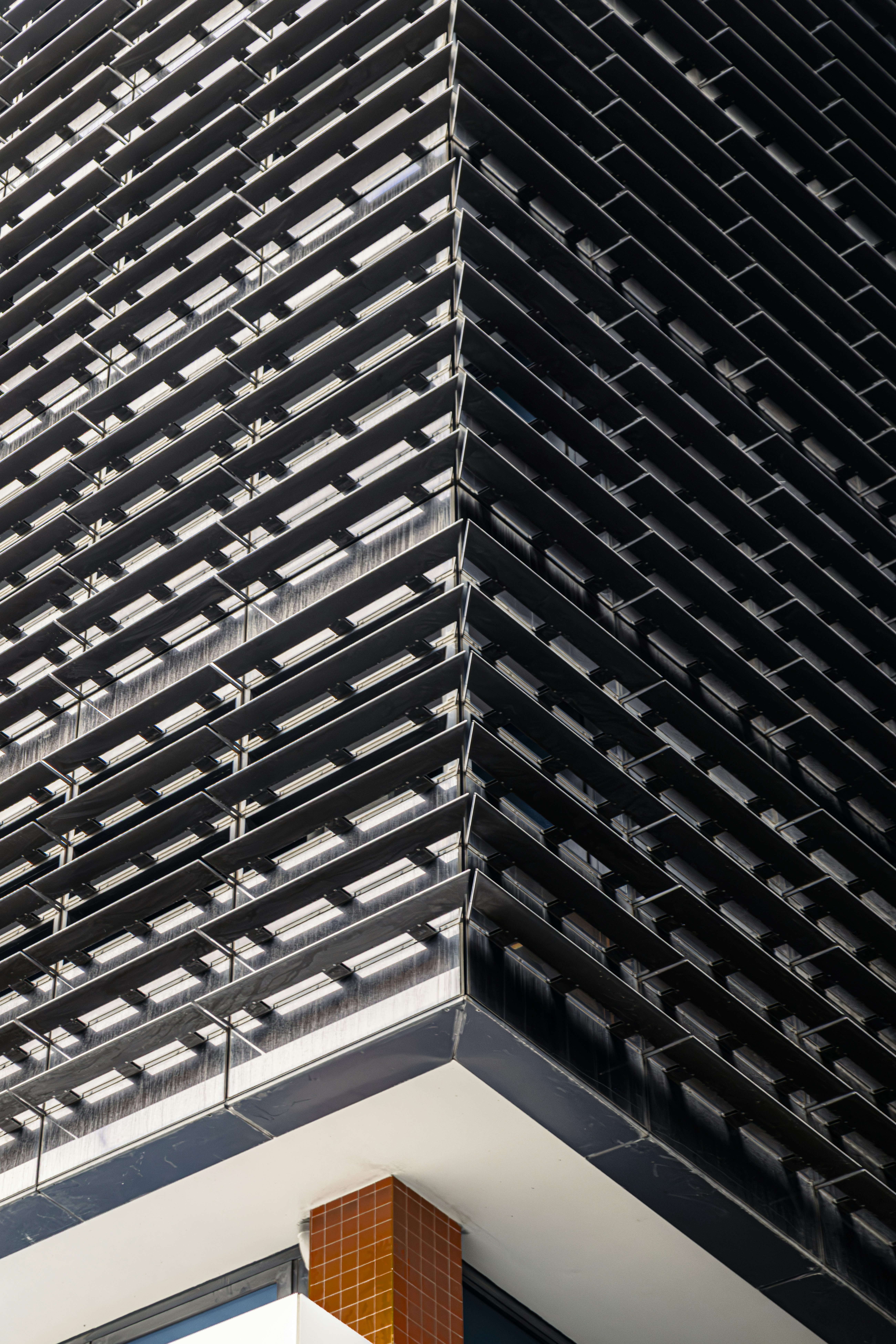 Modern building facade with geometric patterns