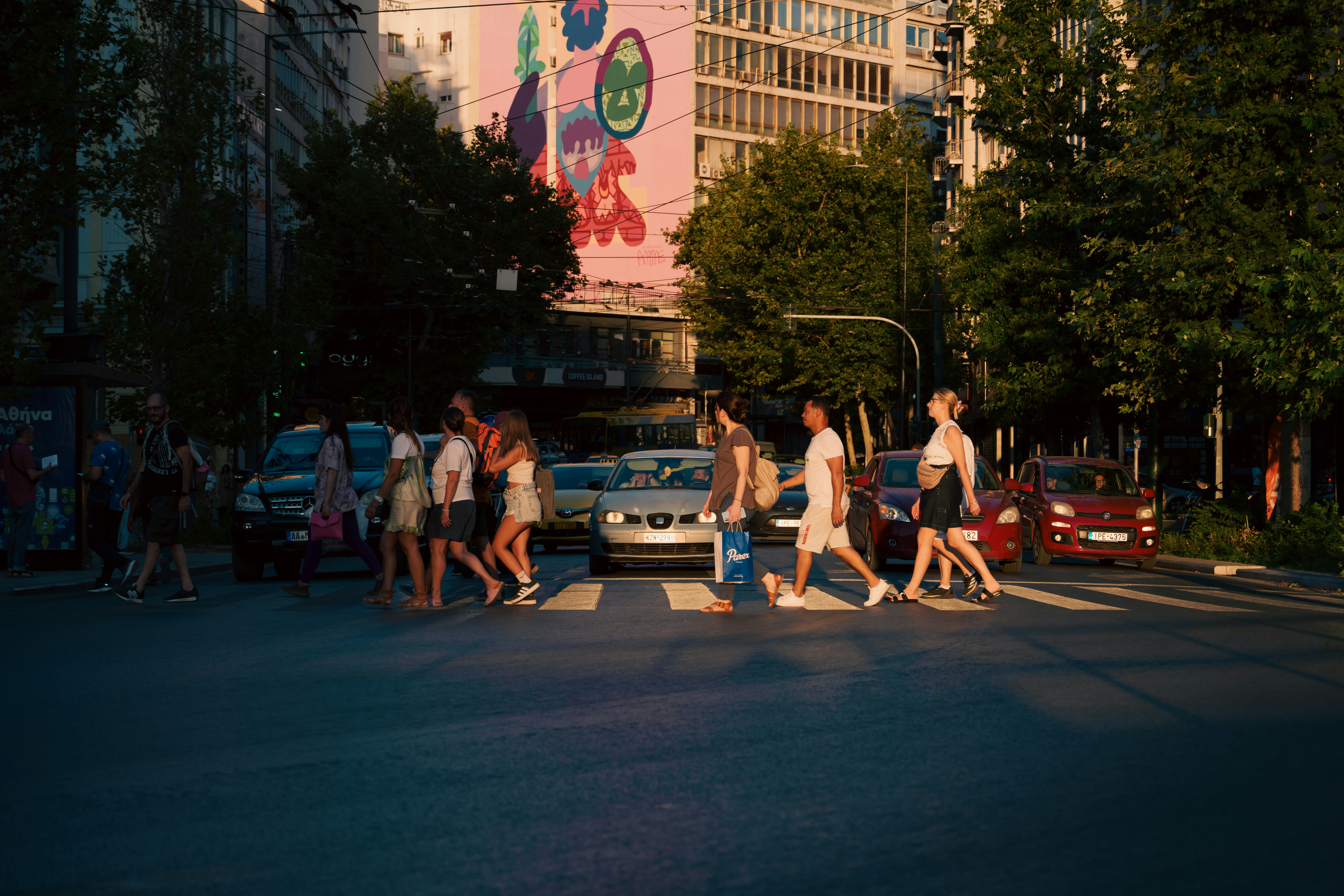 Urban Crossroads: A Dance of Shadows and Light