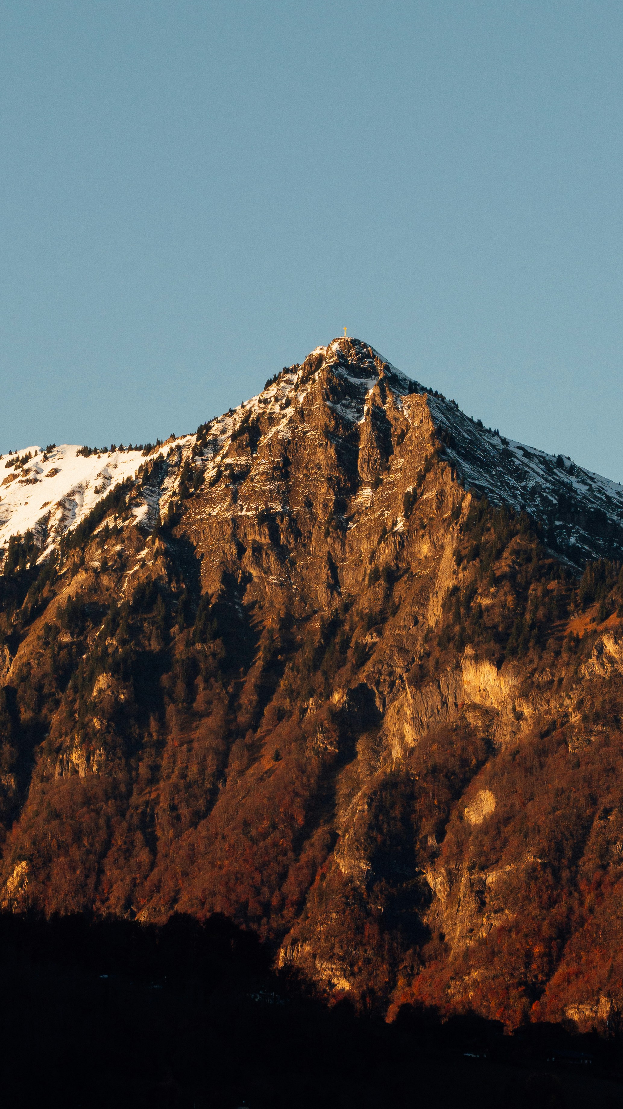 Snow-capped mountain peak bathed in golden sunlight photo – Free Hiking ...