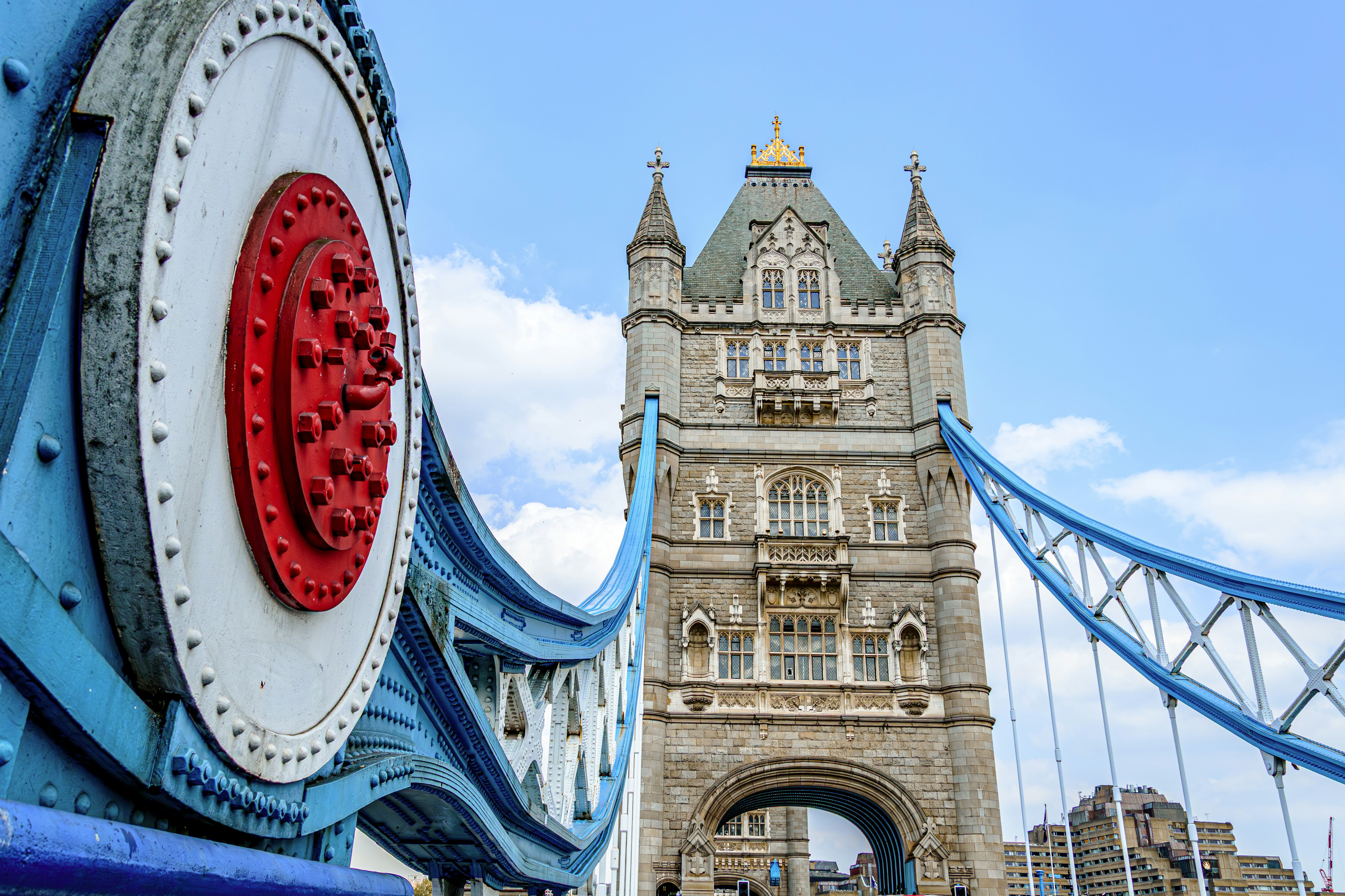 Tower bridge in london under a blue sky