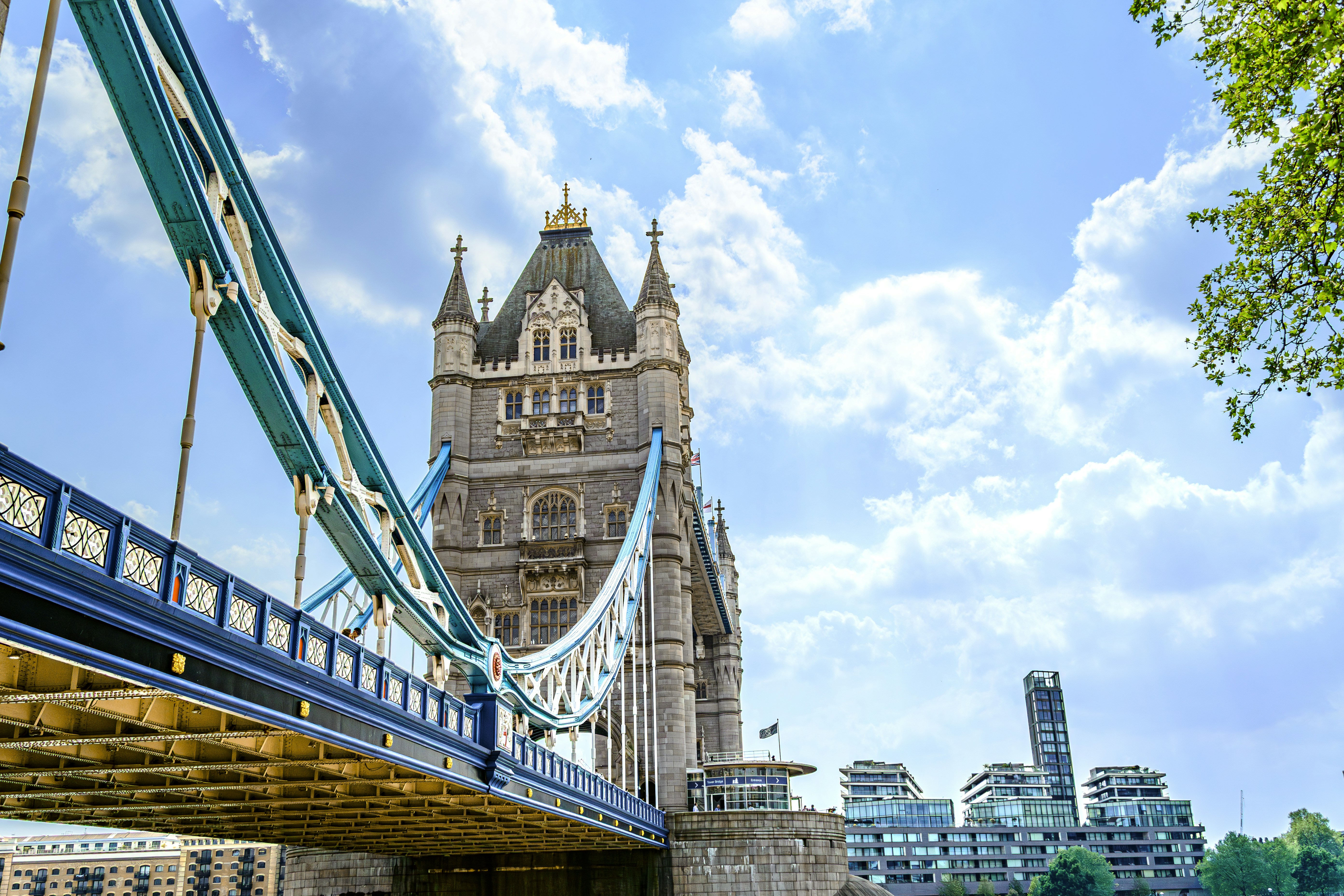 Tower bridge in london under a cloudy sky