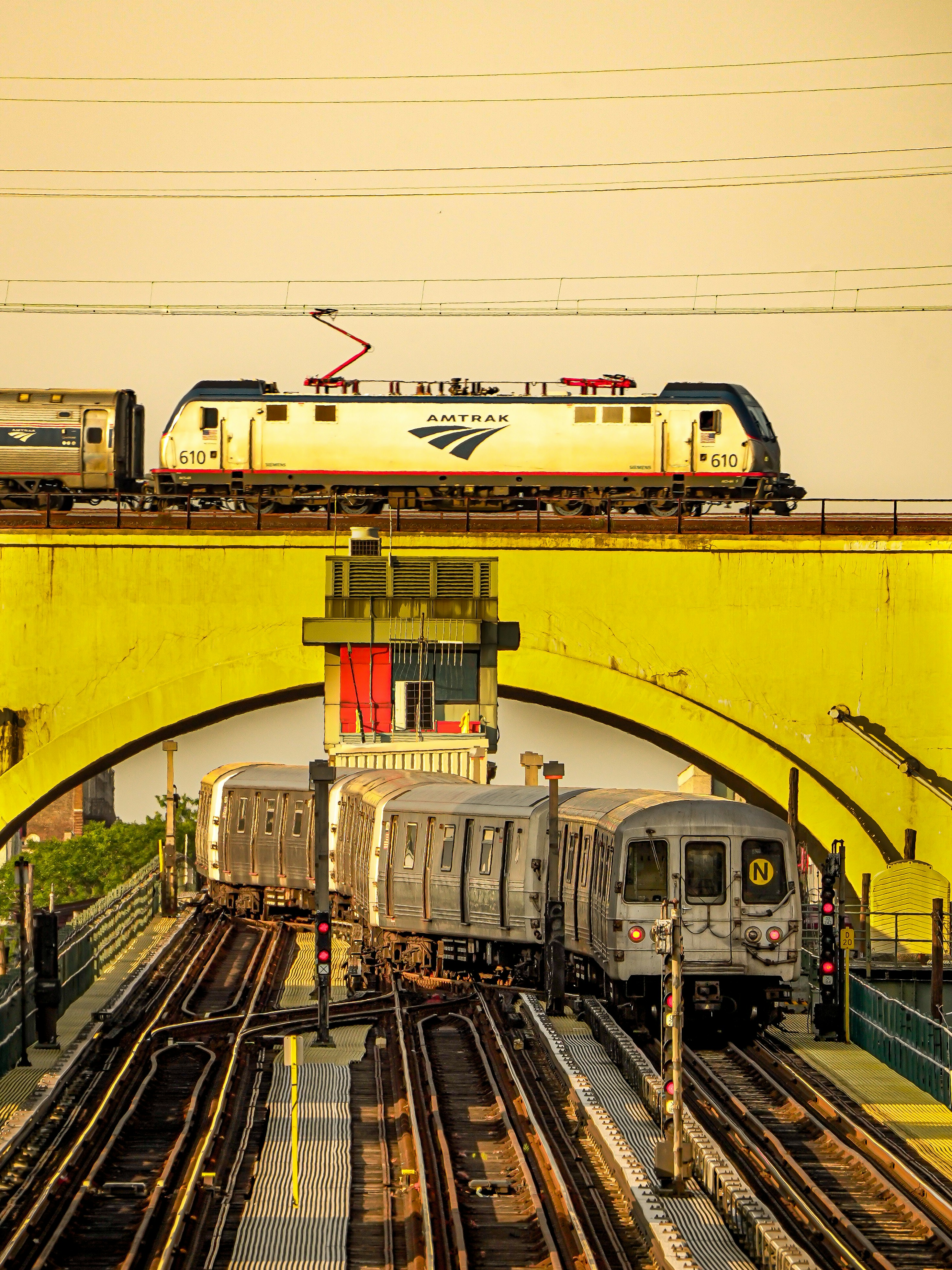 Urban Transit Harmony: A Train's Journey Above and Below