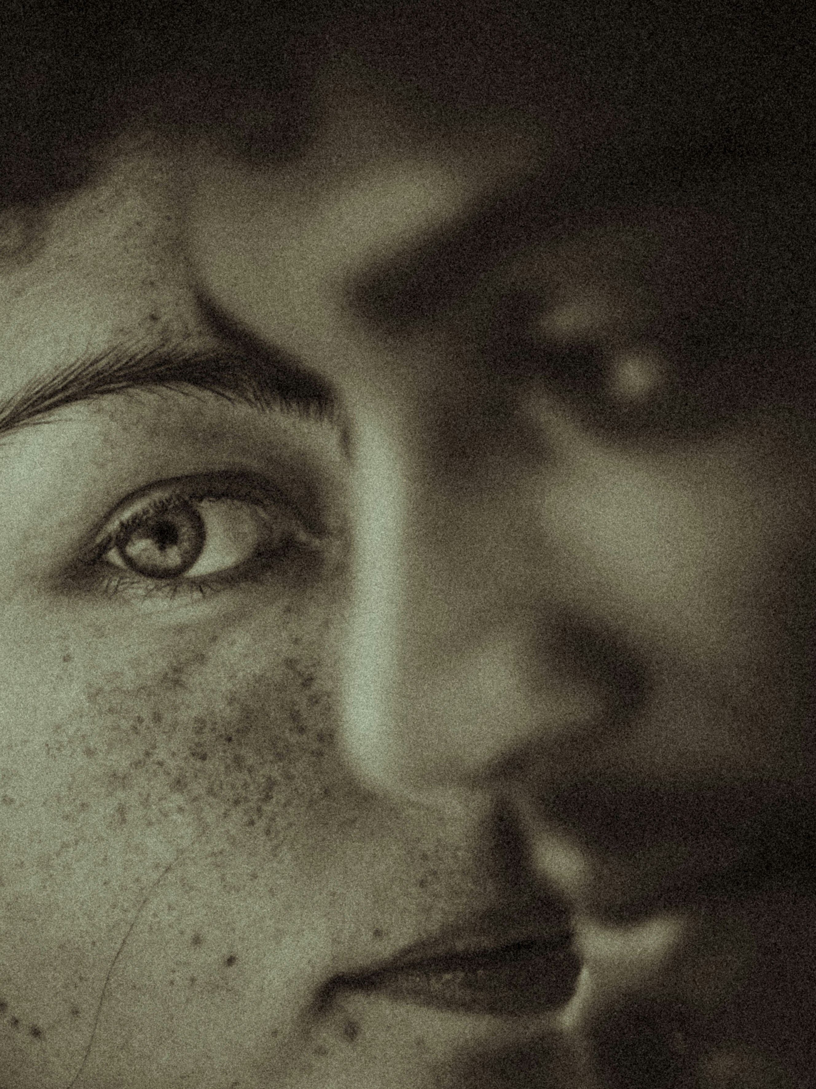 Close-up of two people's faces