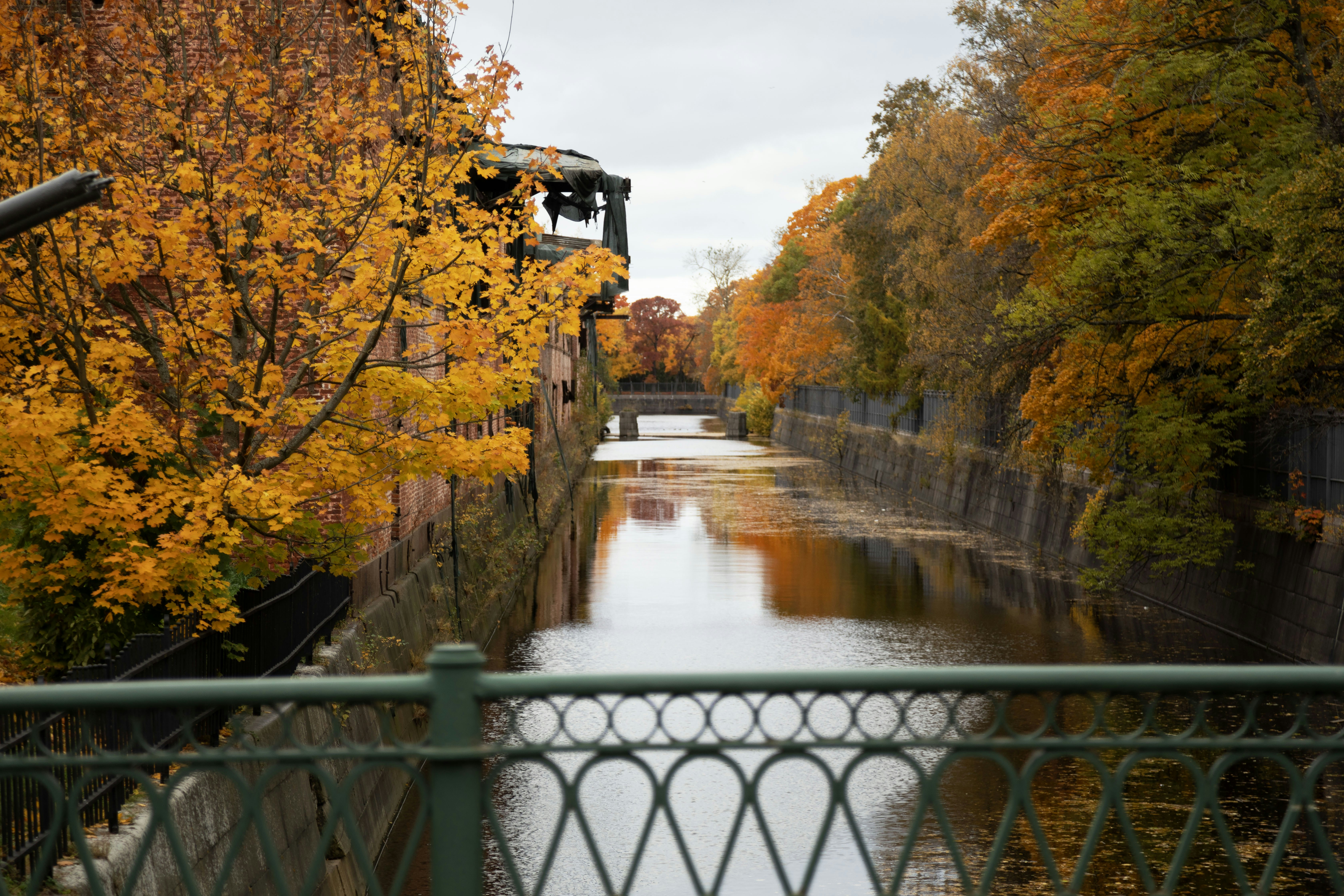 Autumn's Reflection: A Serene Waterway