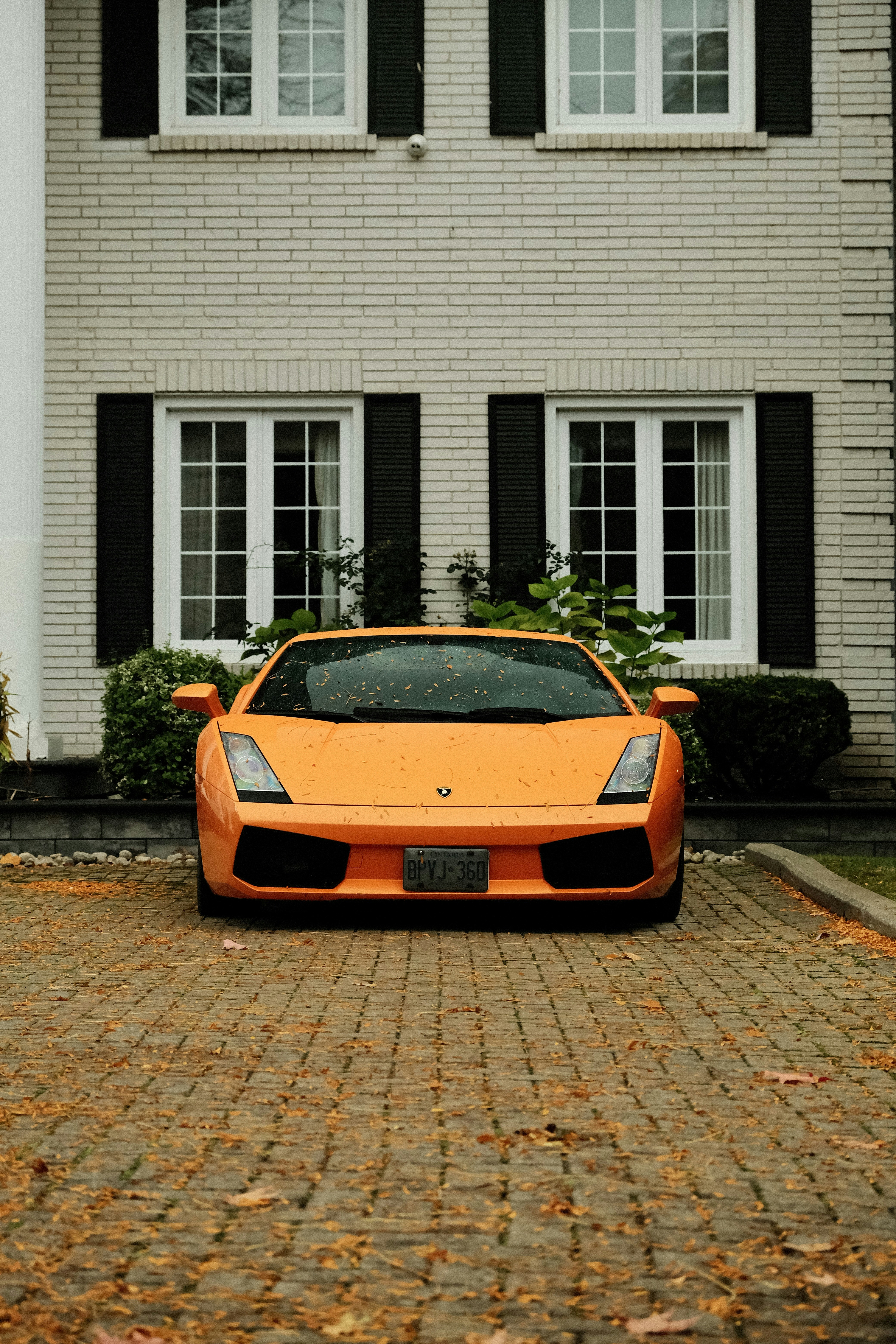 Autumn Elegance: The Vibrant Lamborghini in a Serene Setting