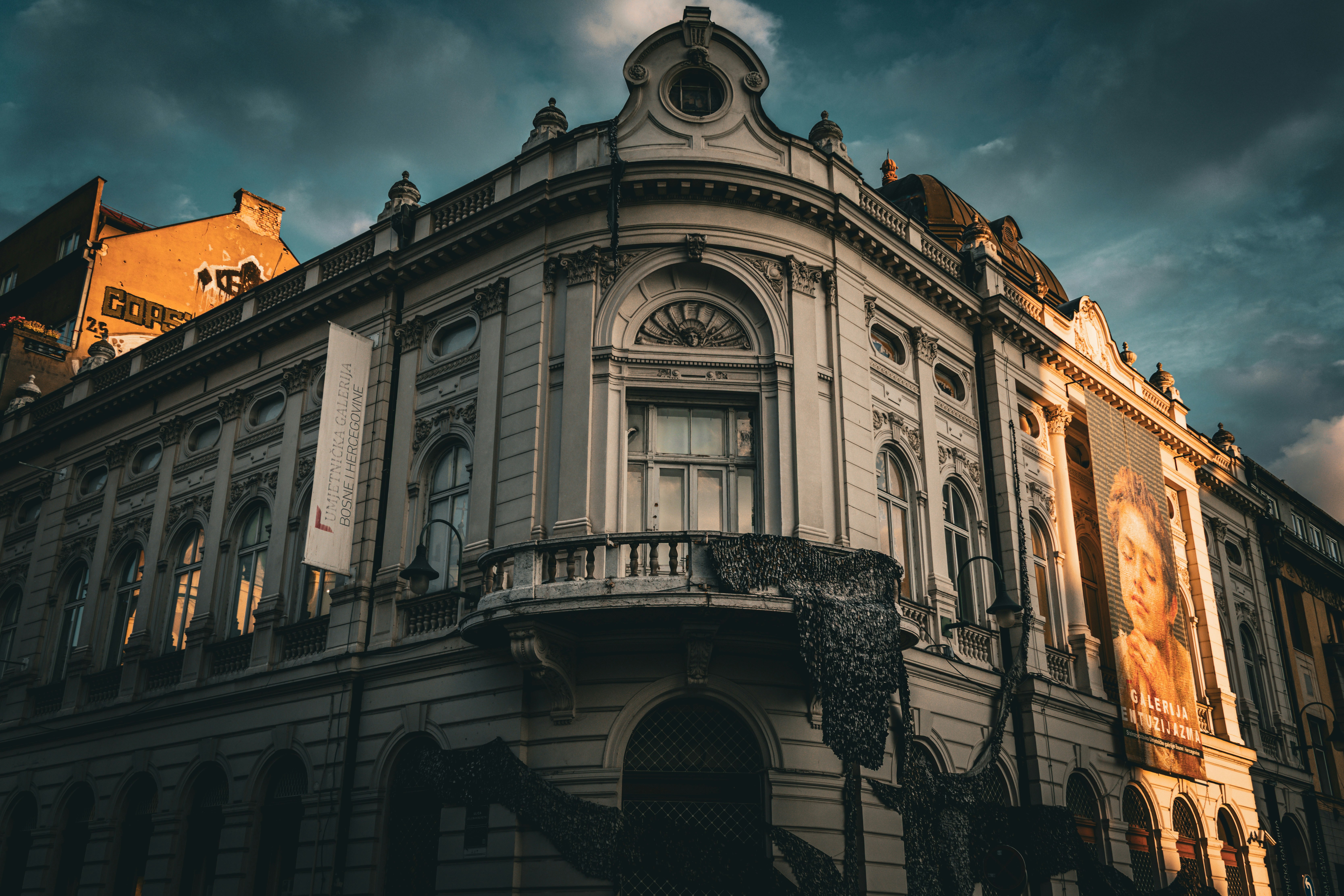 Echoes of Elegance: A Historic Facade Under Golden Light