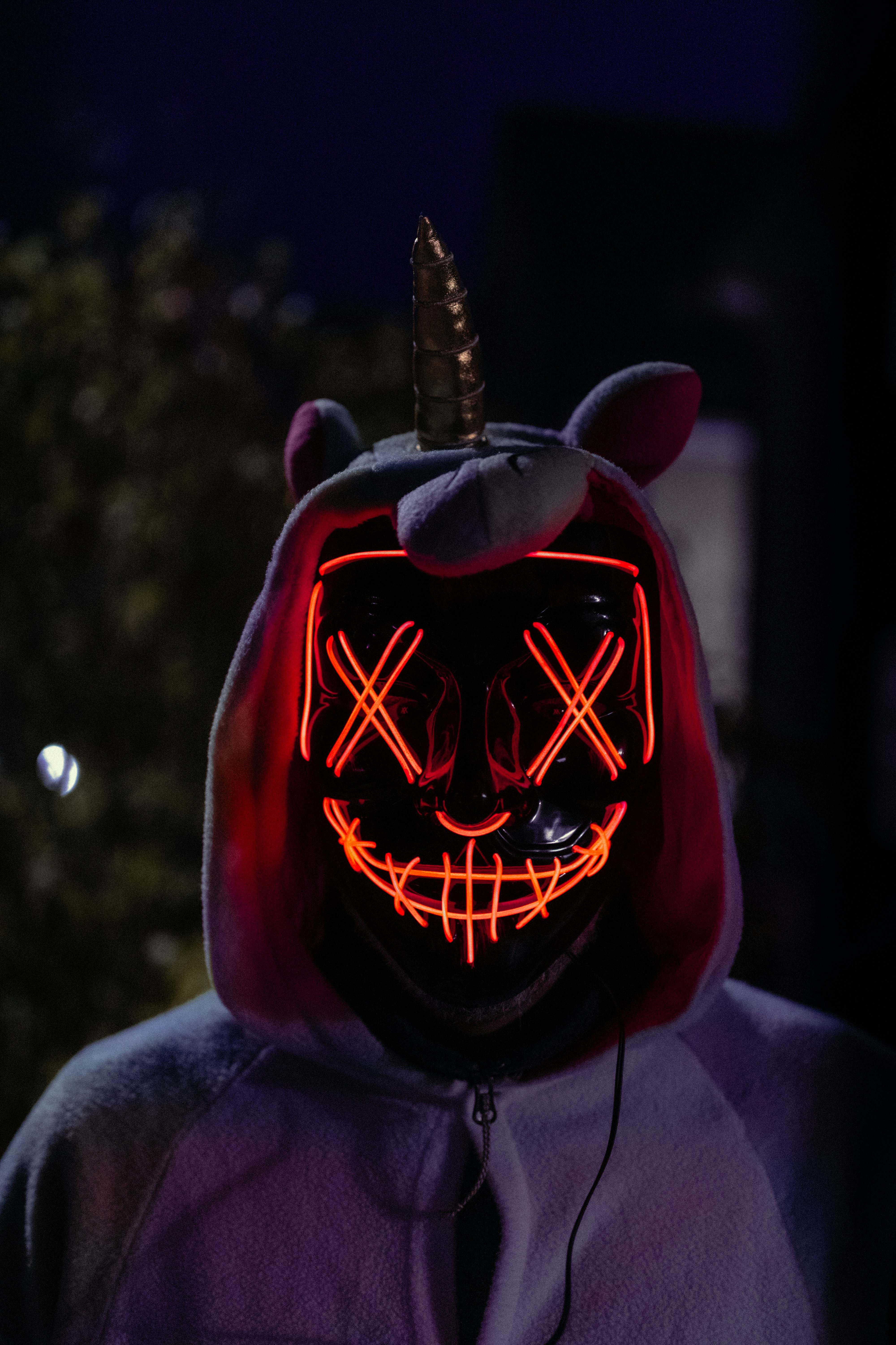 Neon Dreams: The Enigmatic Unicorn Mask