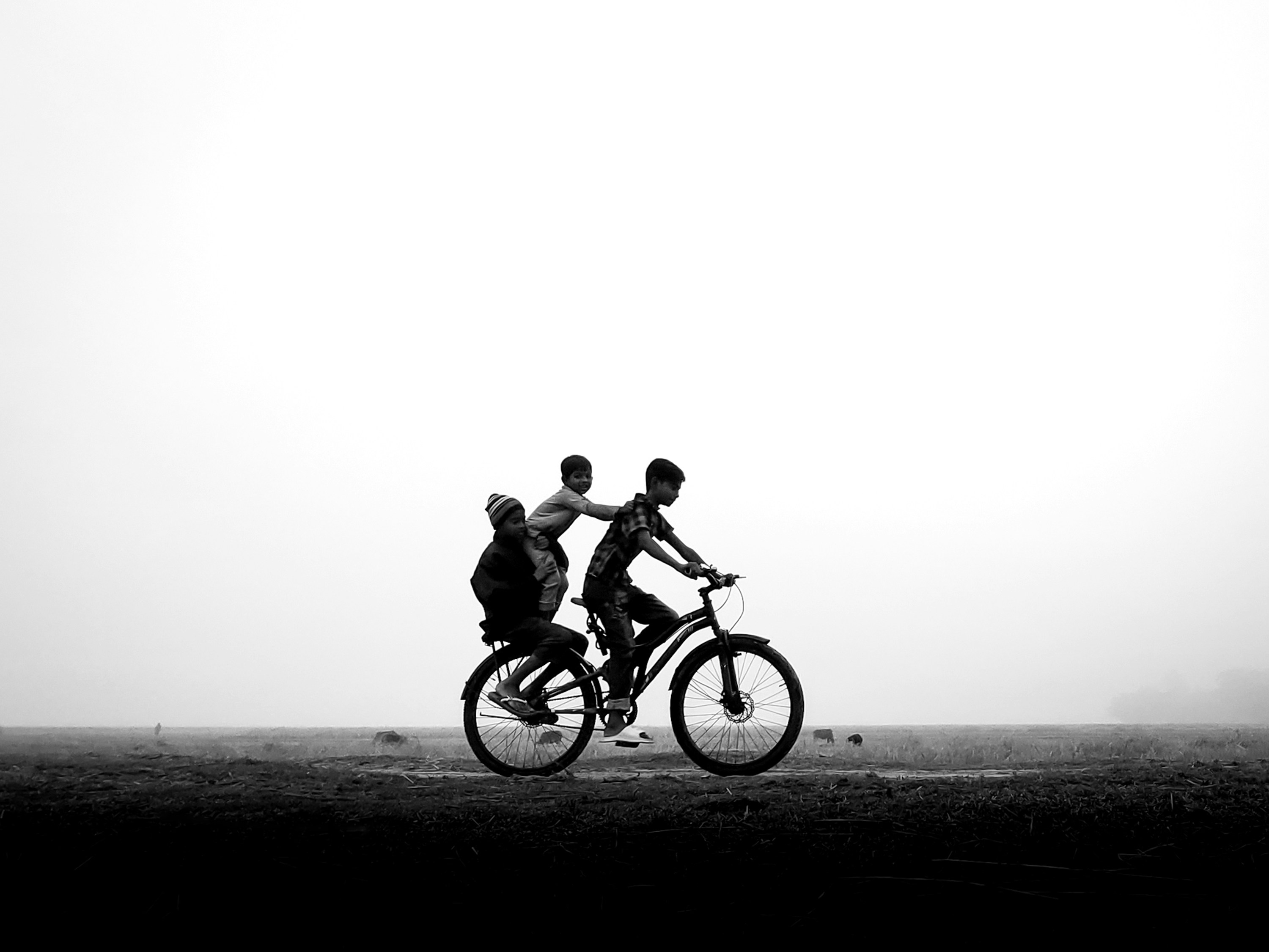 Joyful Journey of Youth in Monochrome