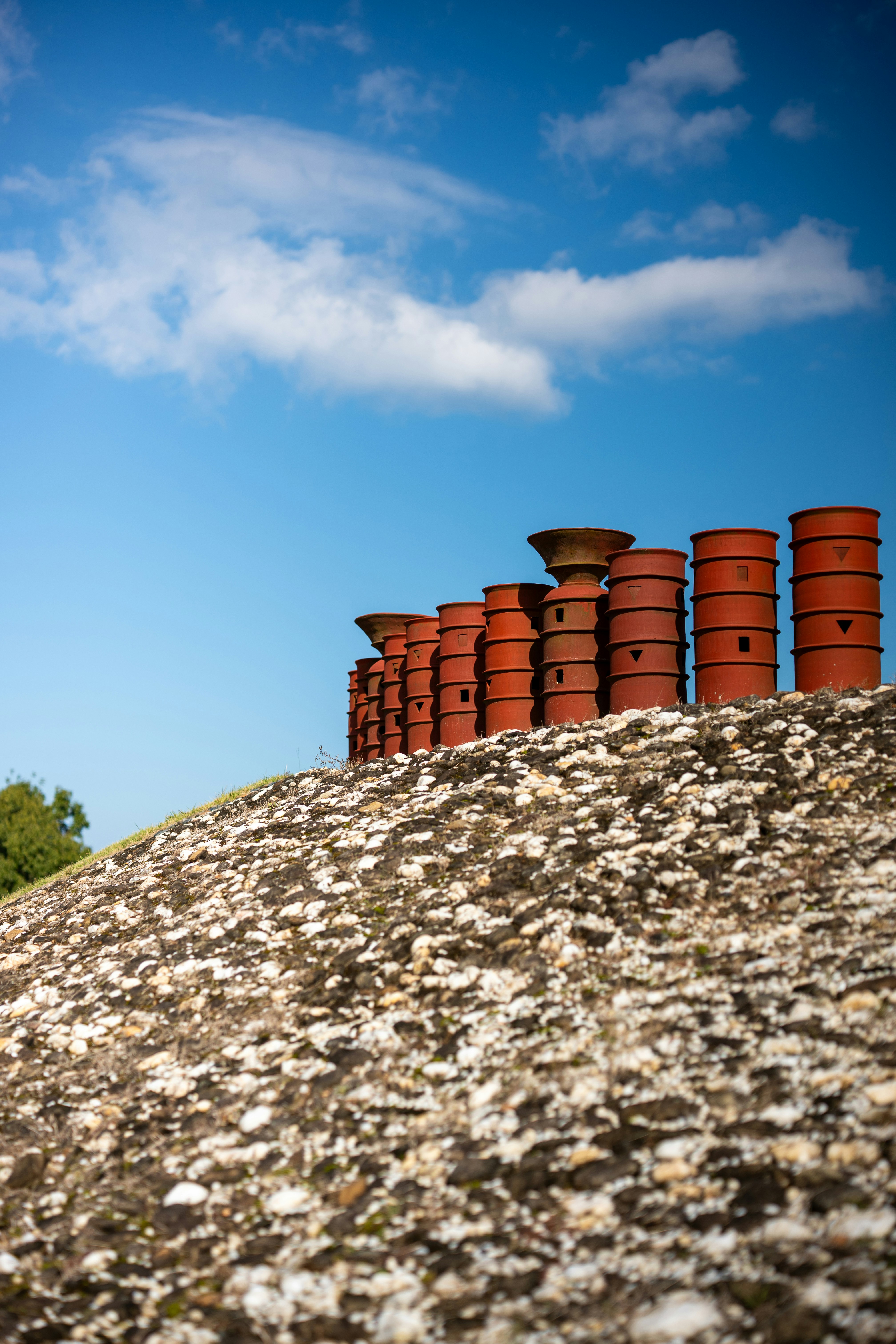 Ceramic Sentinels Against a Blue Canvas