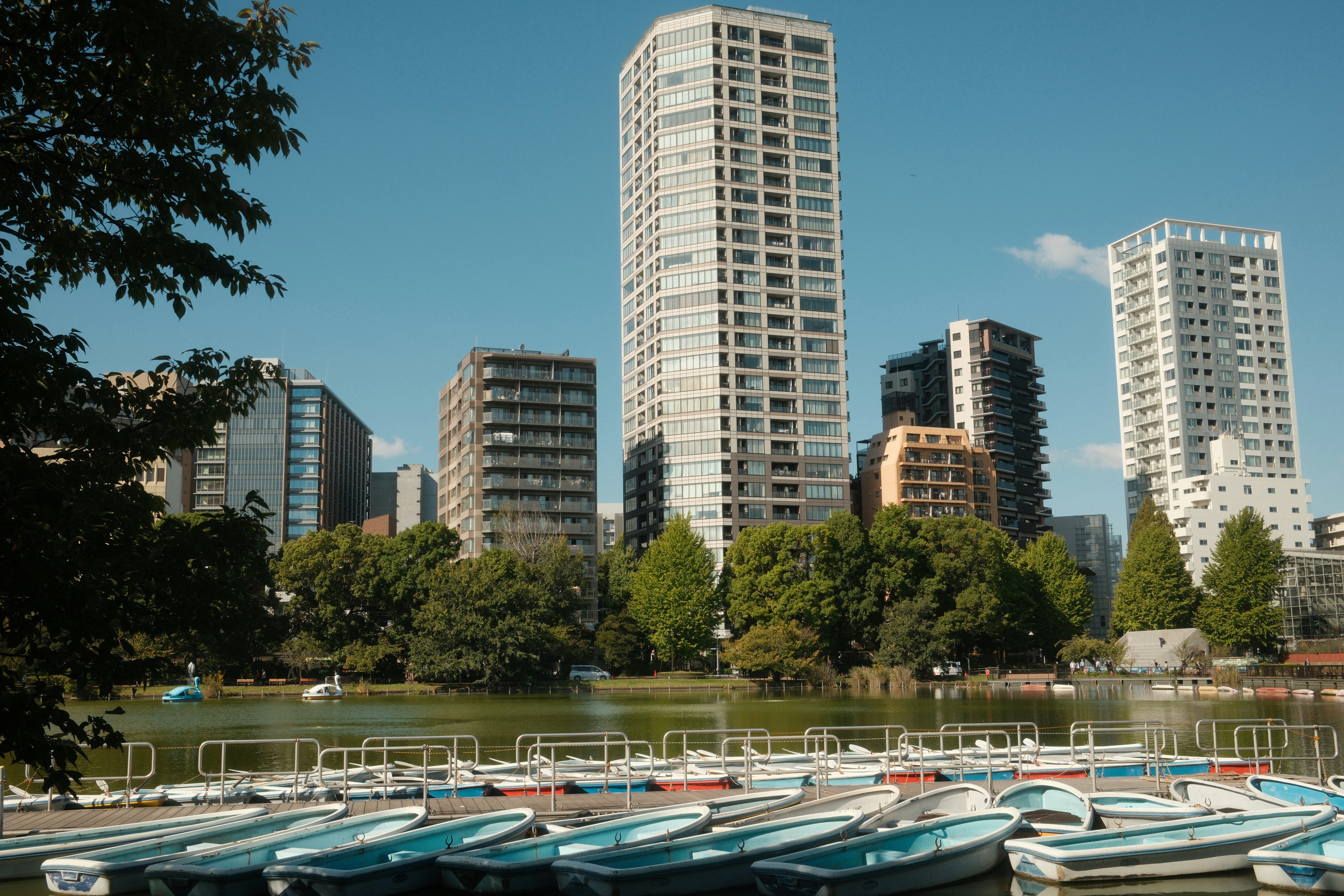 Urban Serenity: Boats by the Lakeside