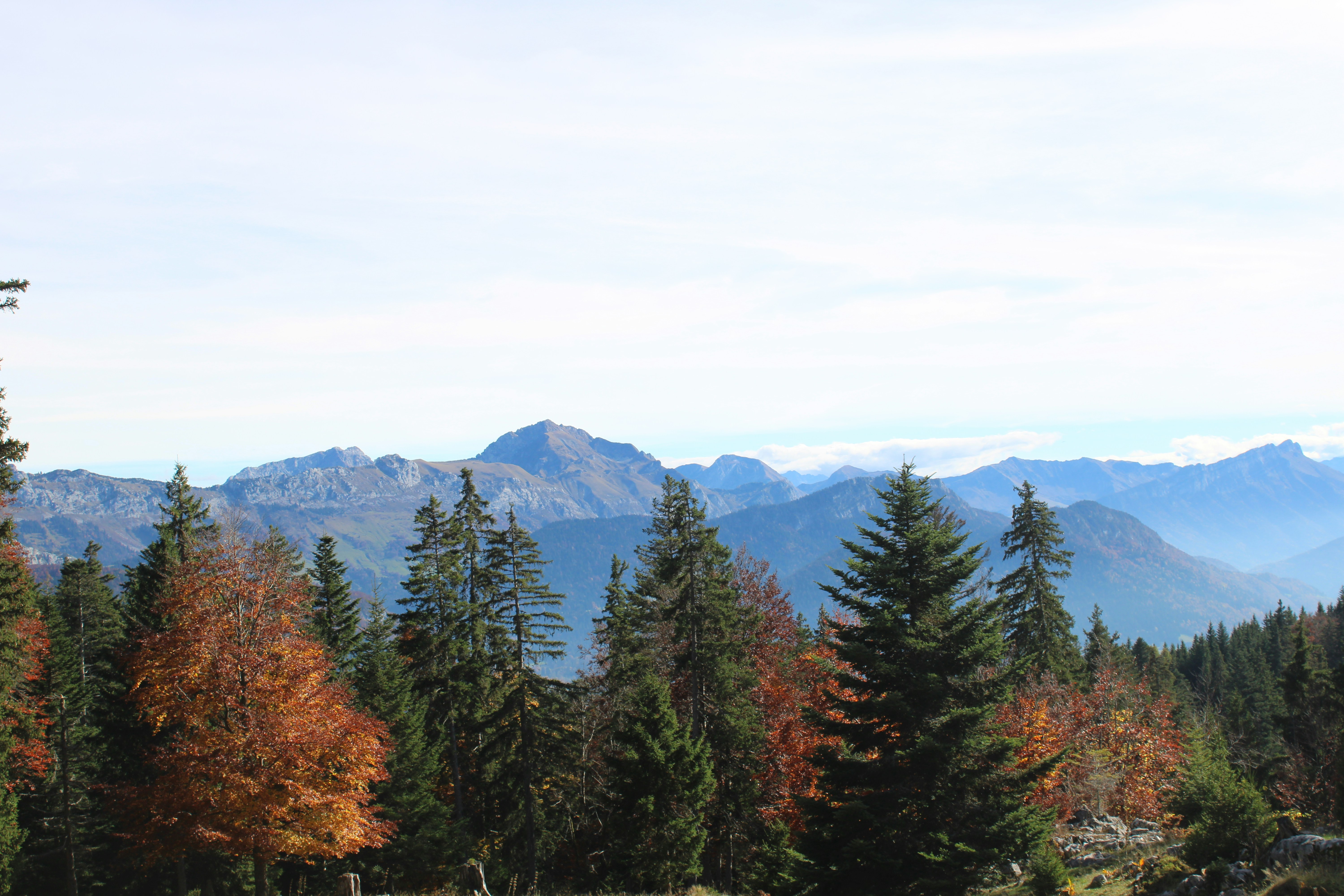 Autumn's Embrace Over the Mountain Range