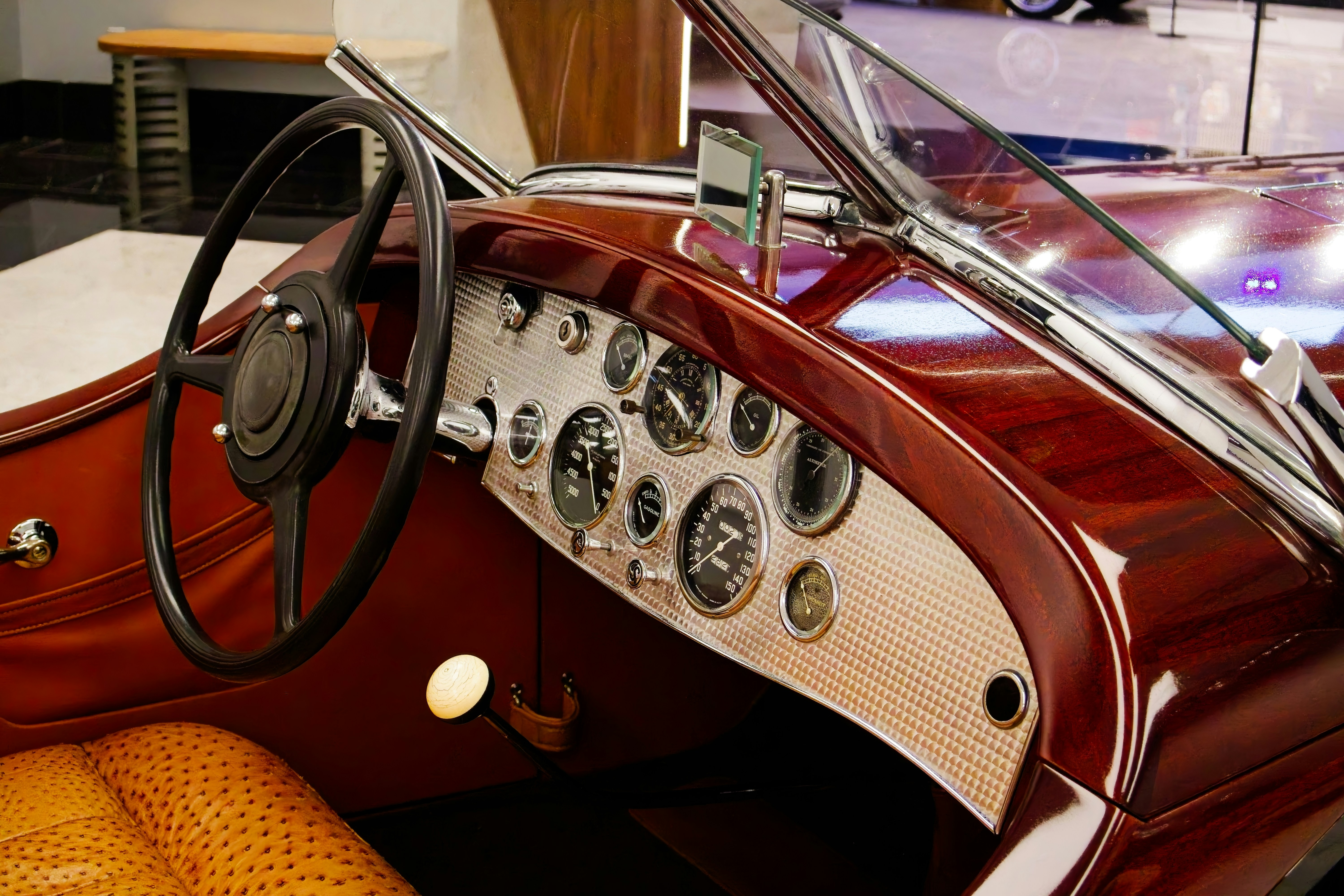 A Duesenberg luxury car from the 1920s, outfitted with a formed wood panel body.