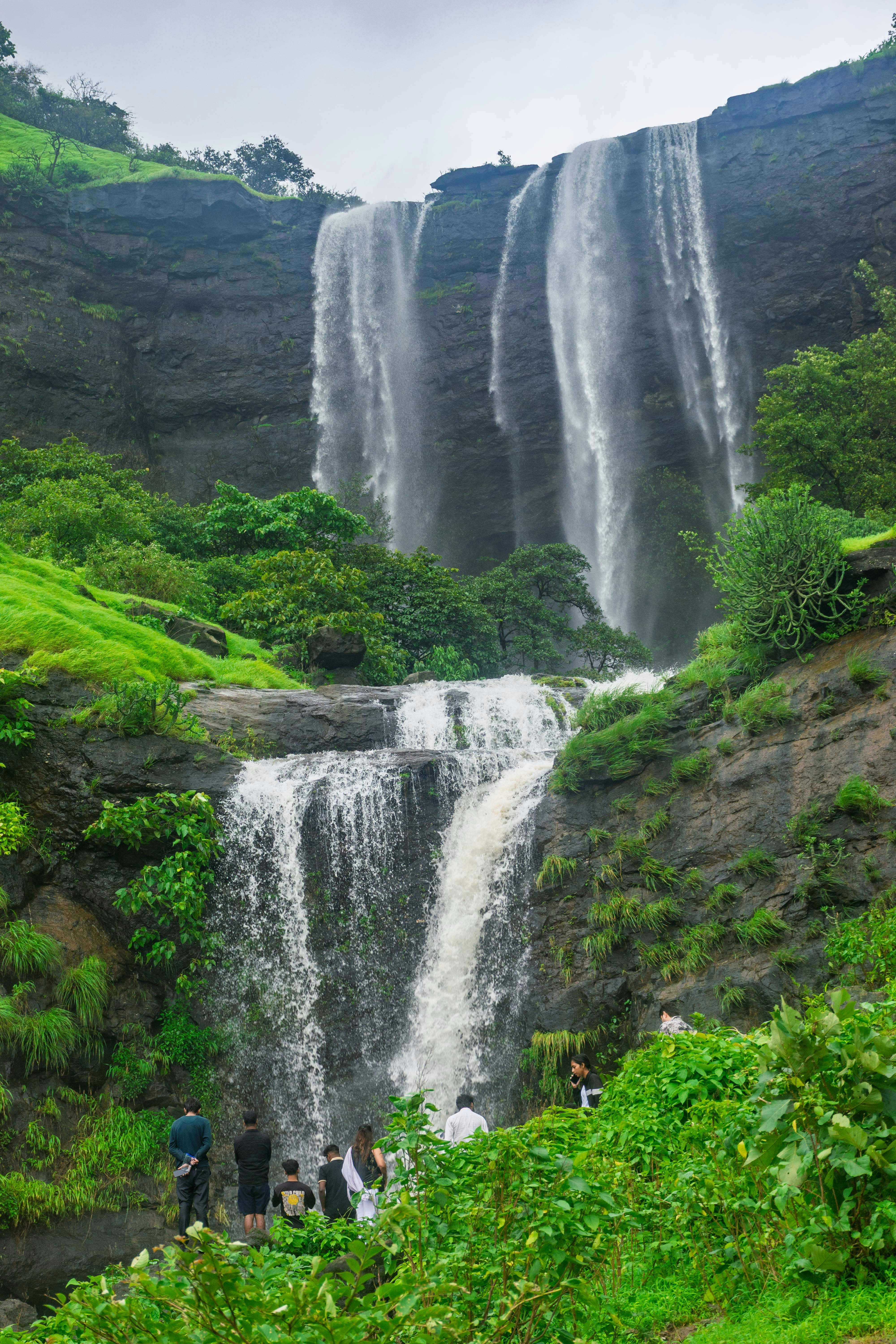 Nature's Cascade: A Dance of Water and Greenery