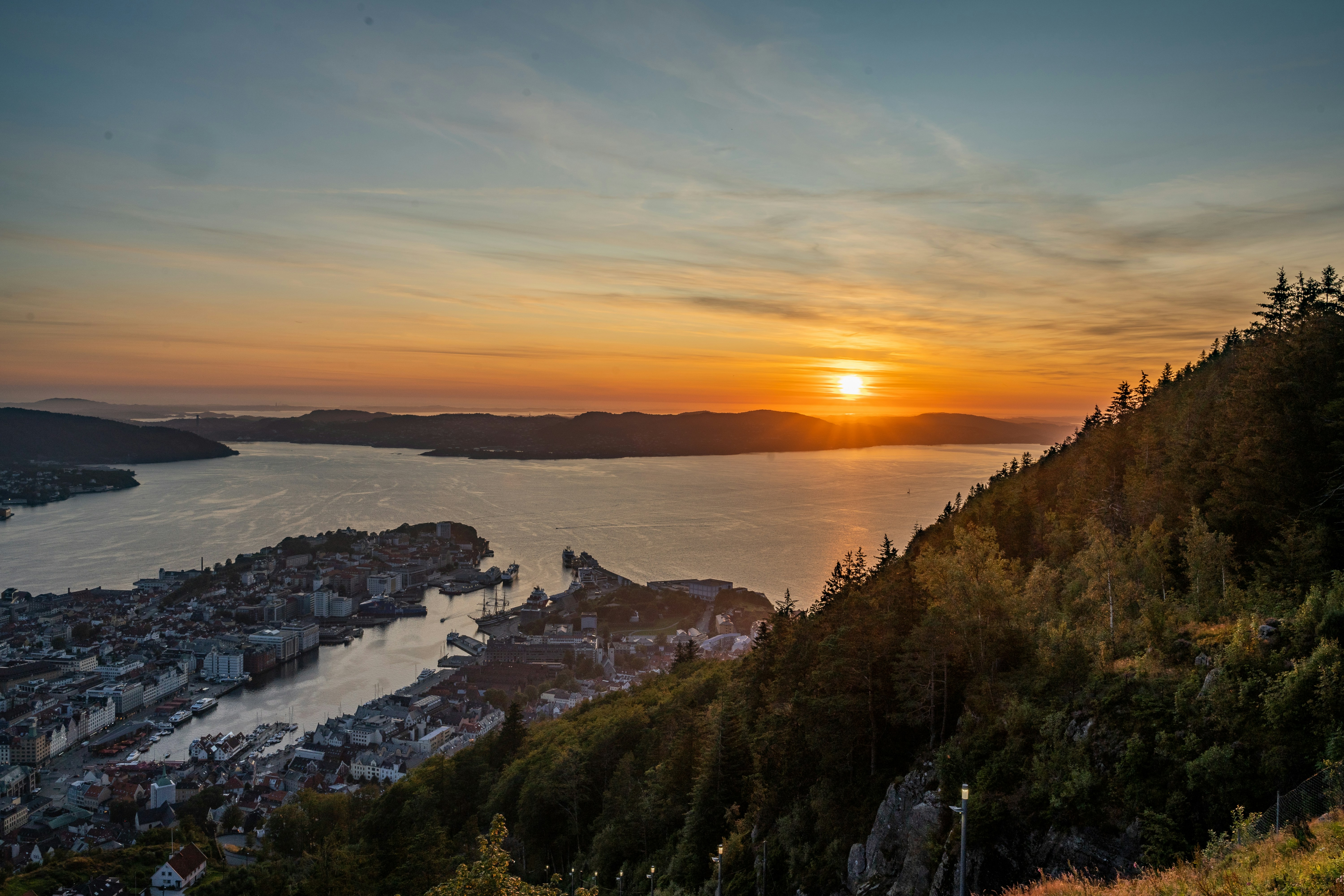 Twilight's Embrace Over Fjord and City