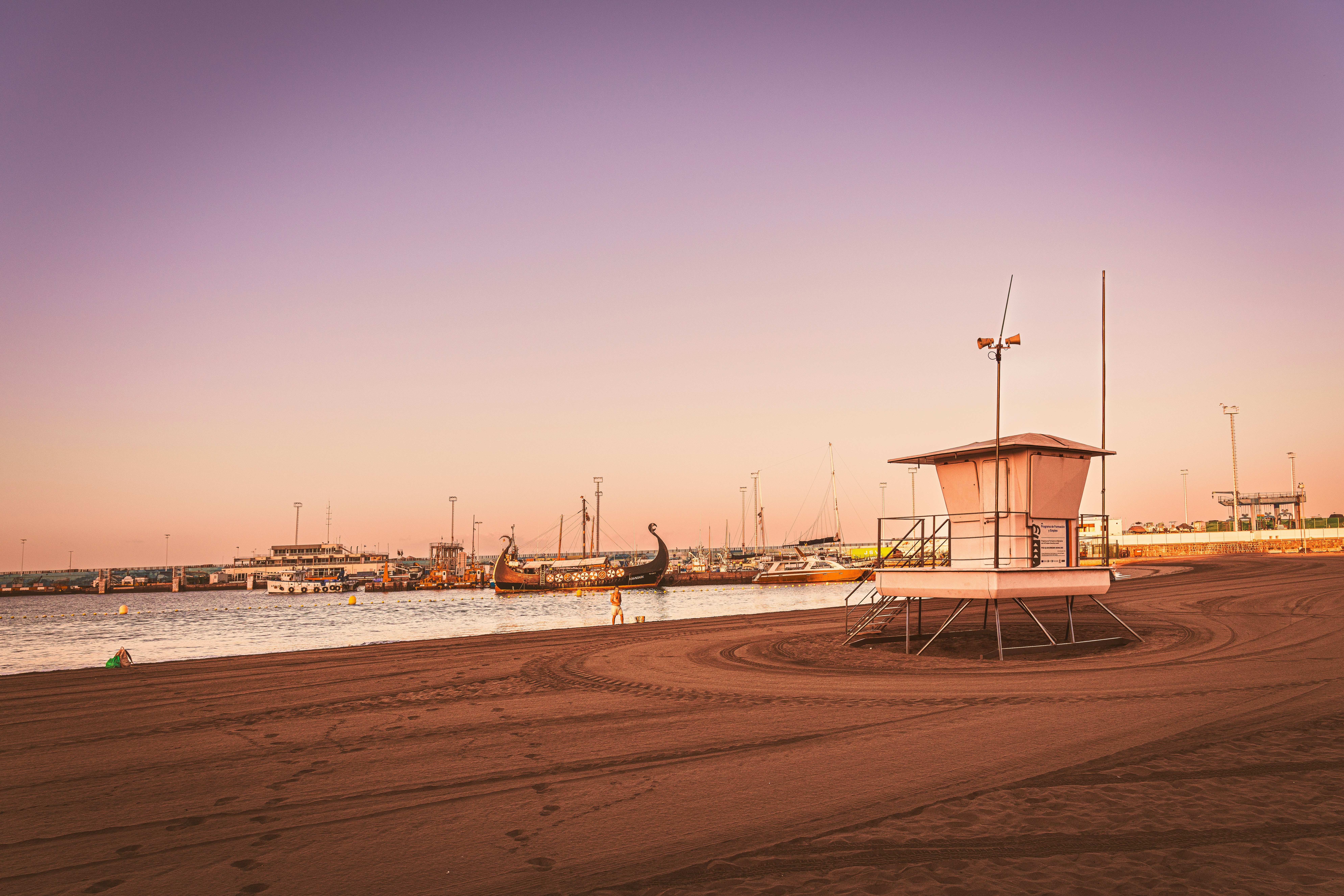 Lifeguard Tower at Dusk, Quiet Marina Beach