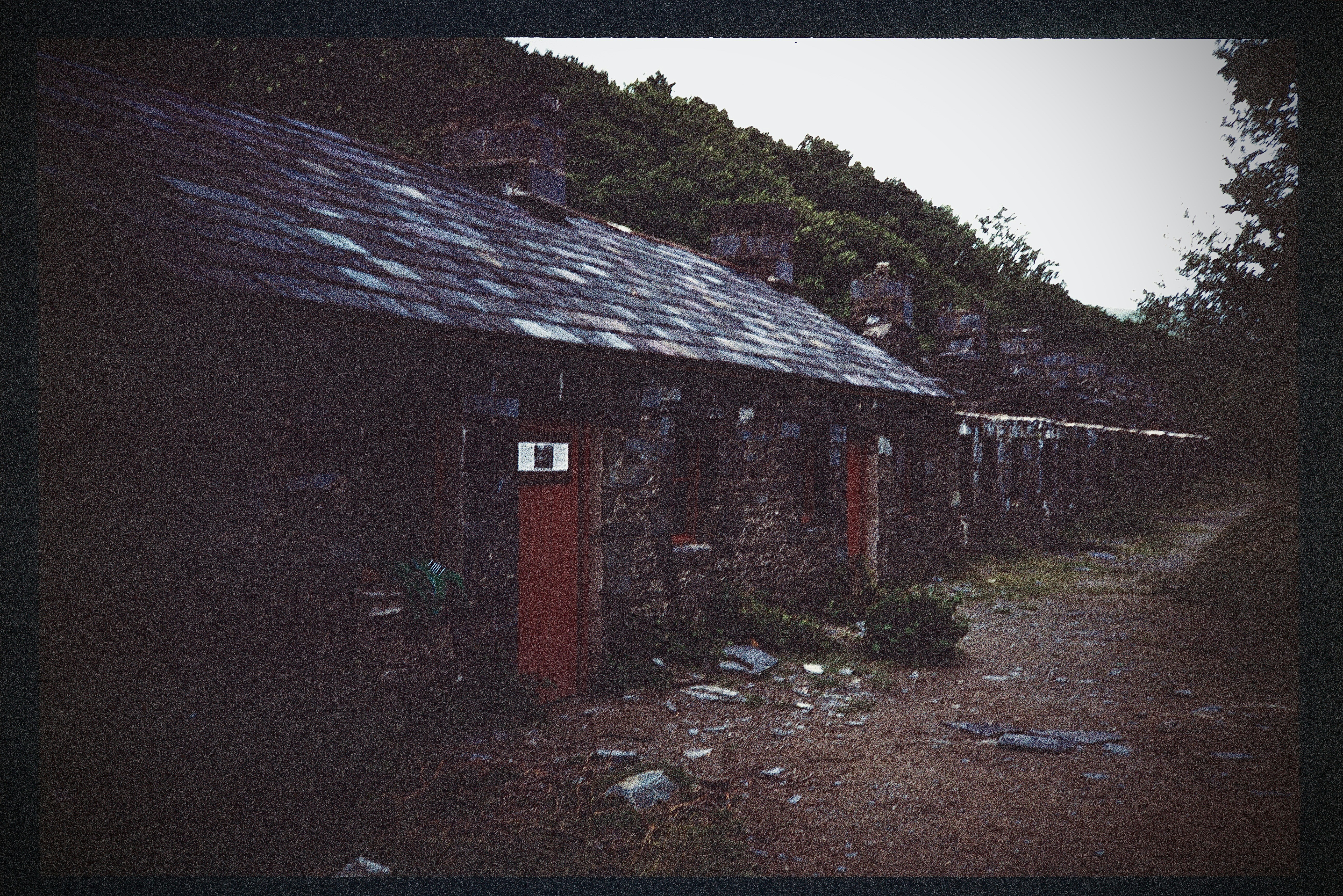 Miners cottages on Kodachrome, 1980s. Probably in/near Llanberis.