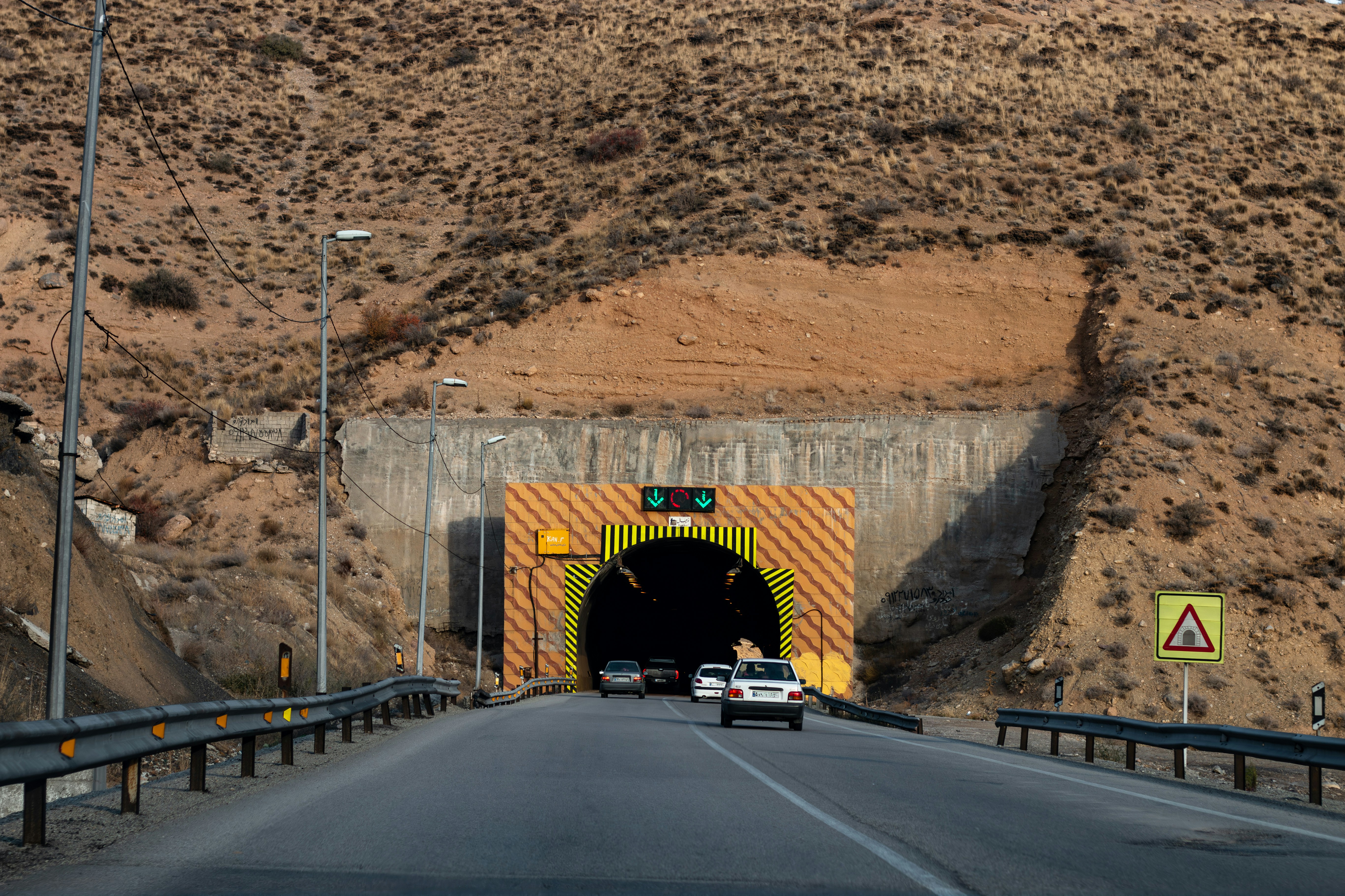 Desert Highway Approaches the Circular Tunnel Portal