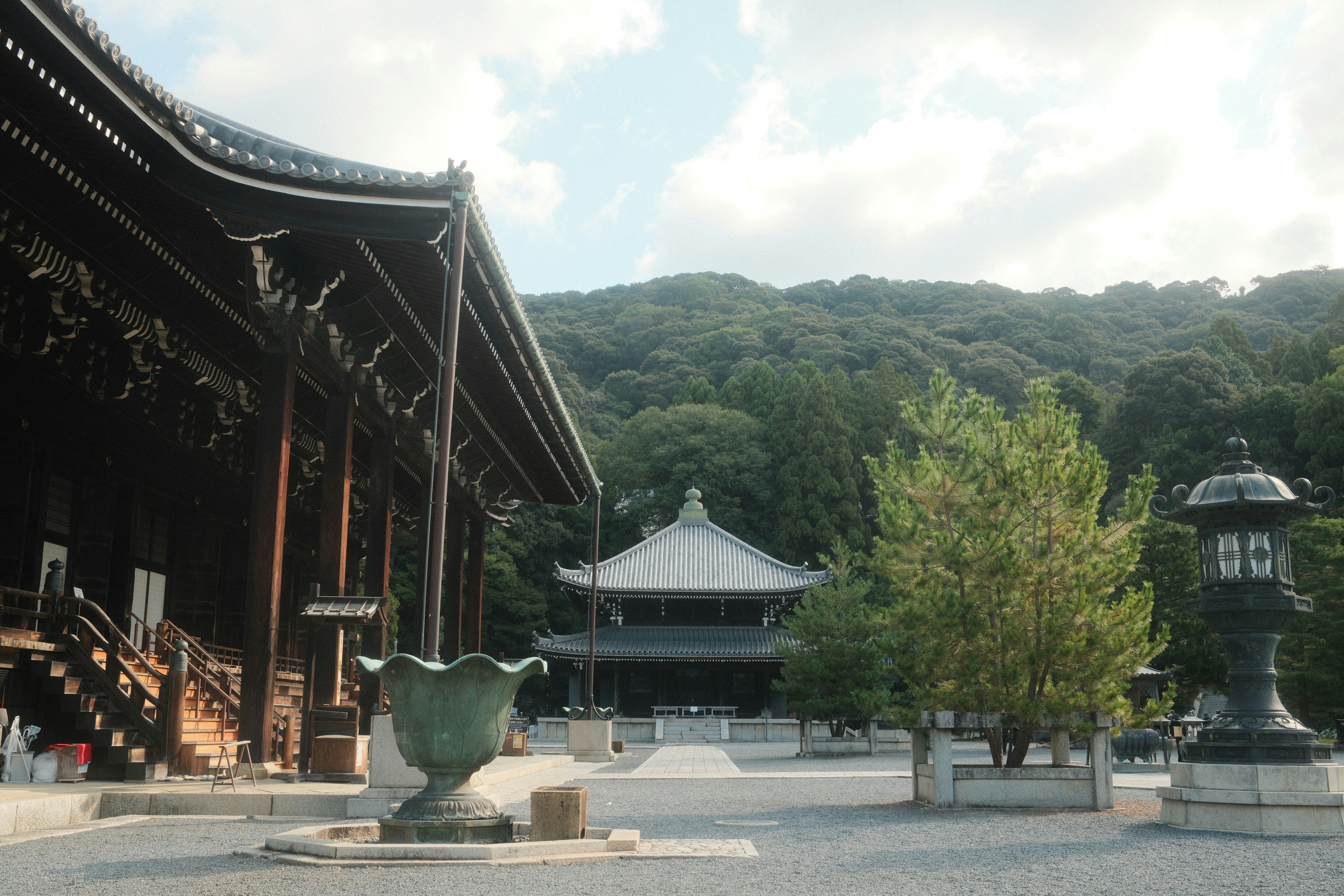 Verdant Urn at the Edge of a Temple Courtyard