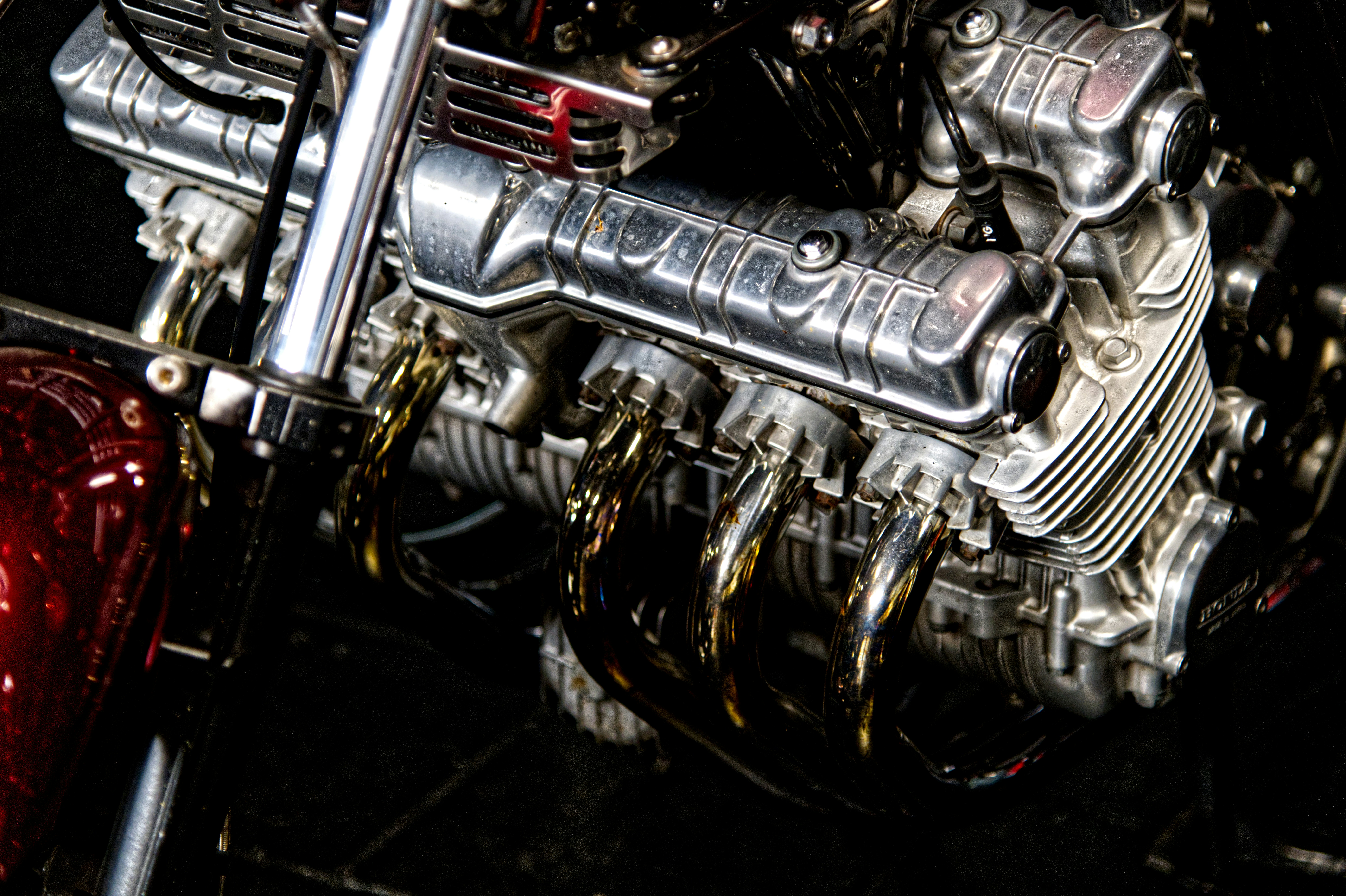 Close-up of a shiny motorcycle engine with chrome details. photo – Free ...