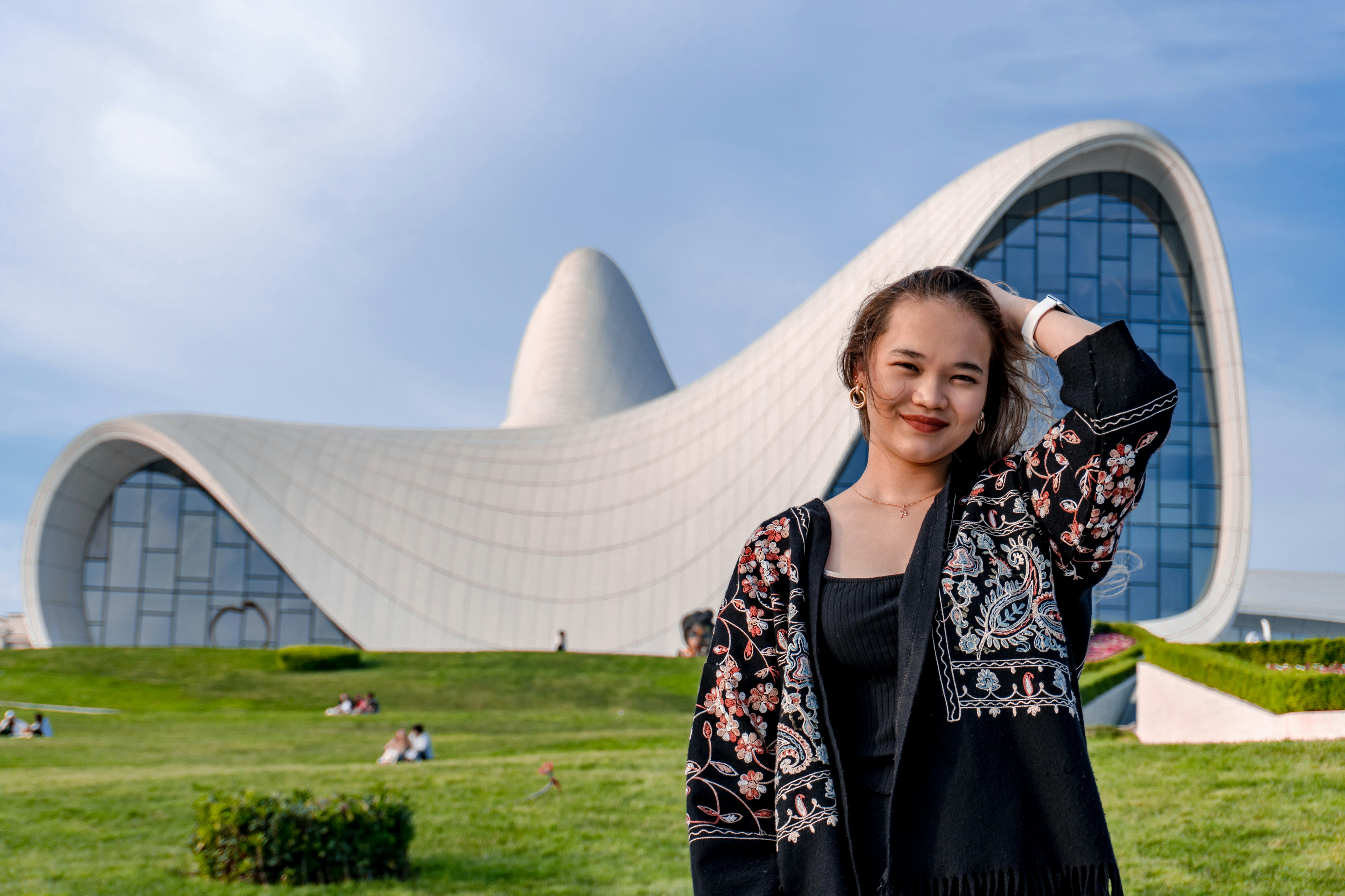 Portrait Beneath the Wave-Shaped Pavilion