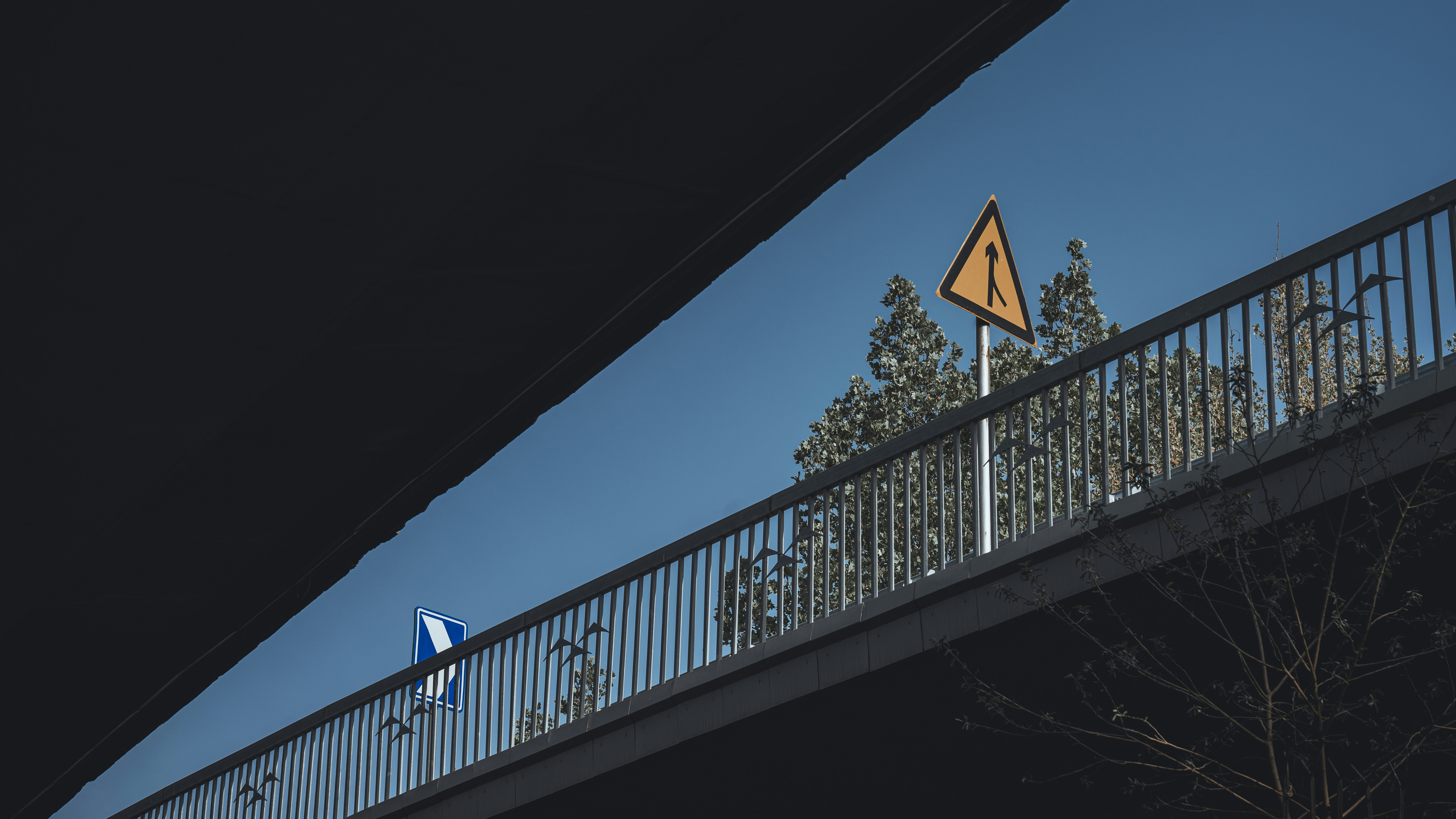 Road signs on the bridge
