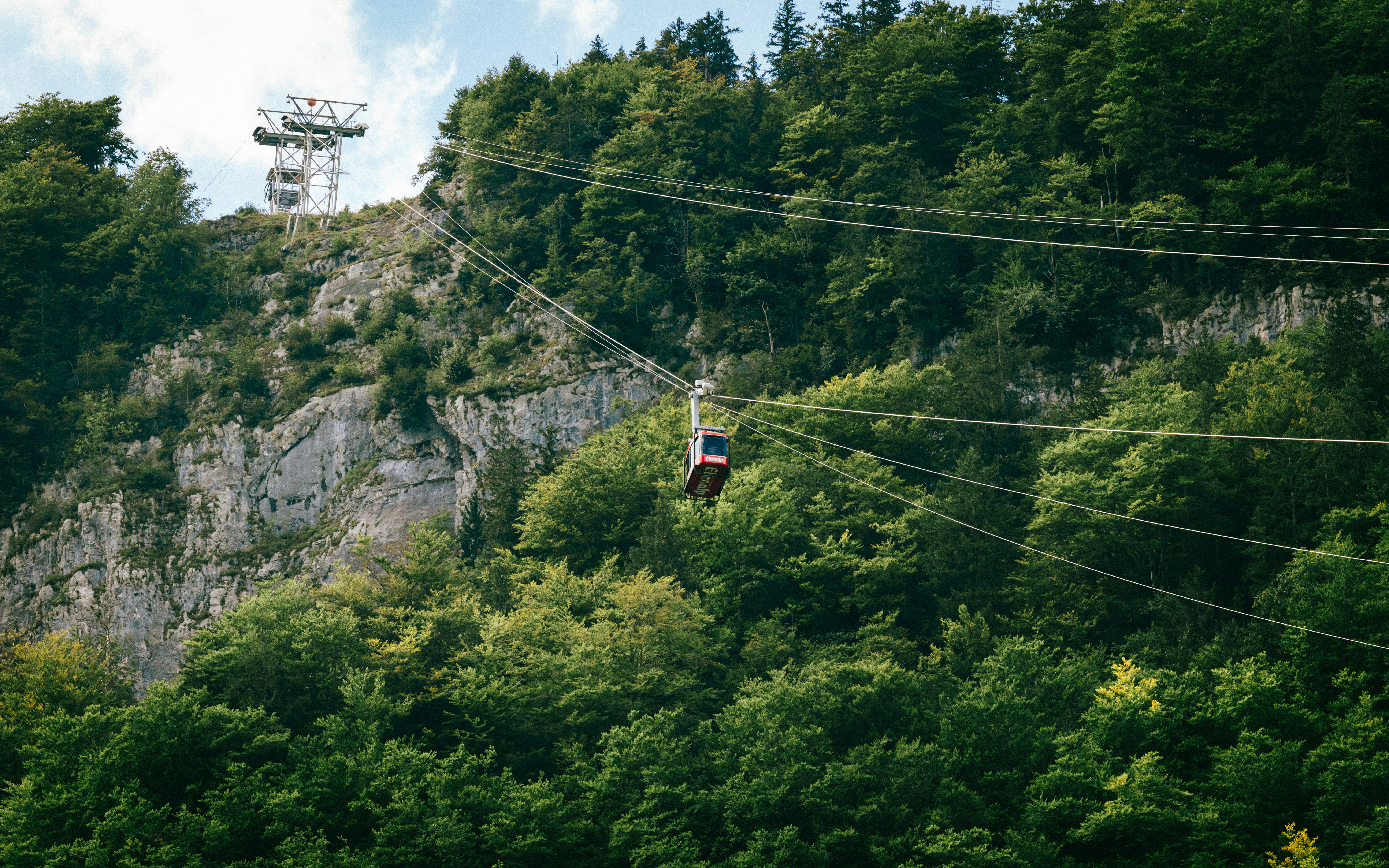 Crossing the Canopy: a lone gondola threads the rocky ridge