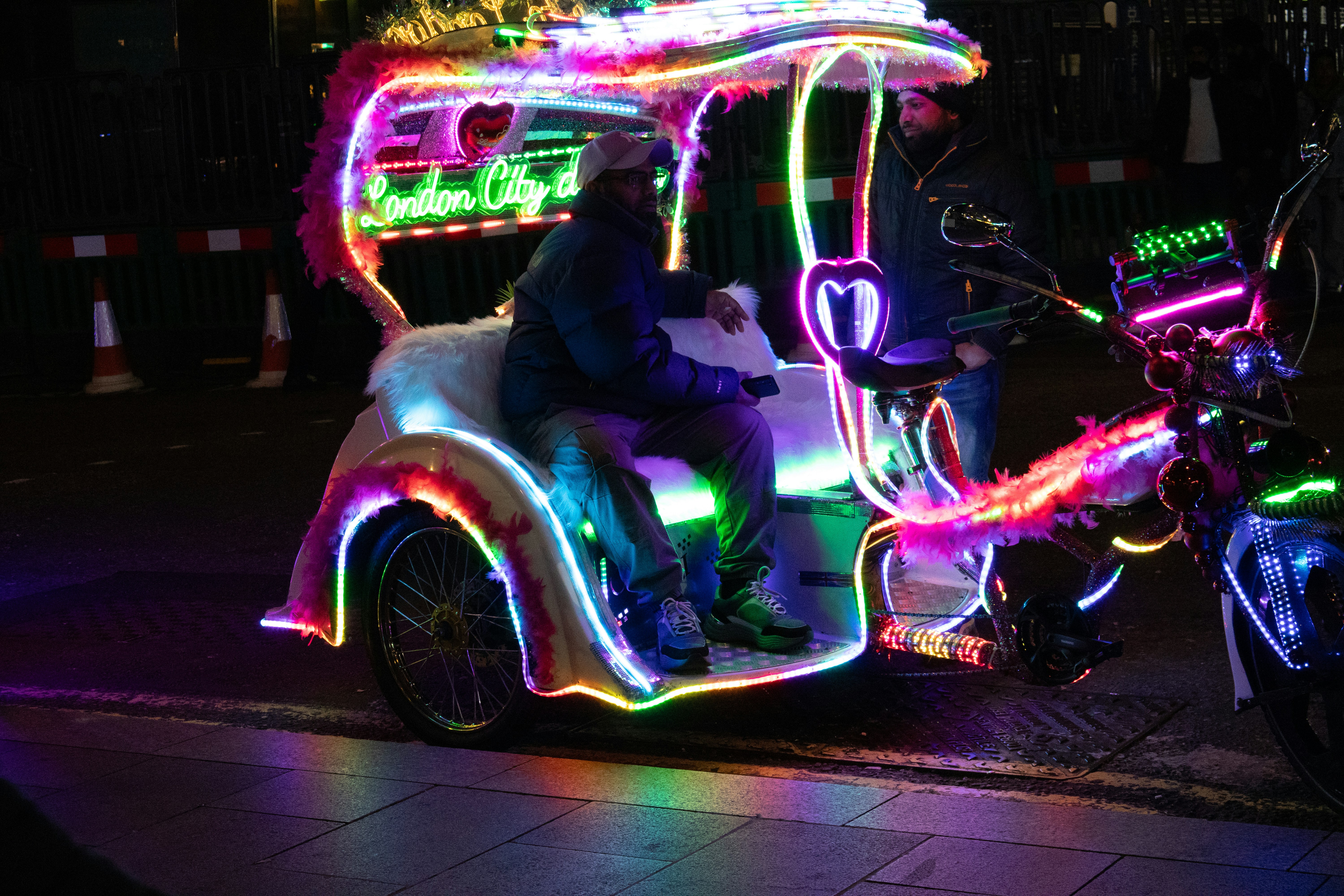 Neon Pedicab: A Night Ride Through Light and Motion