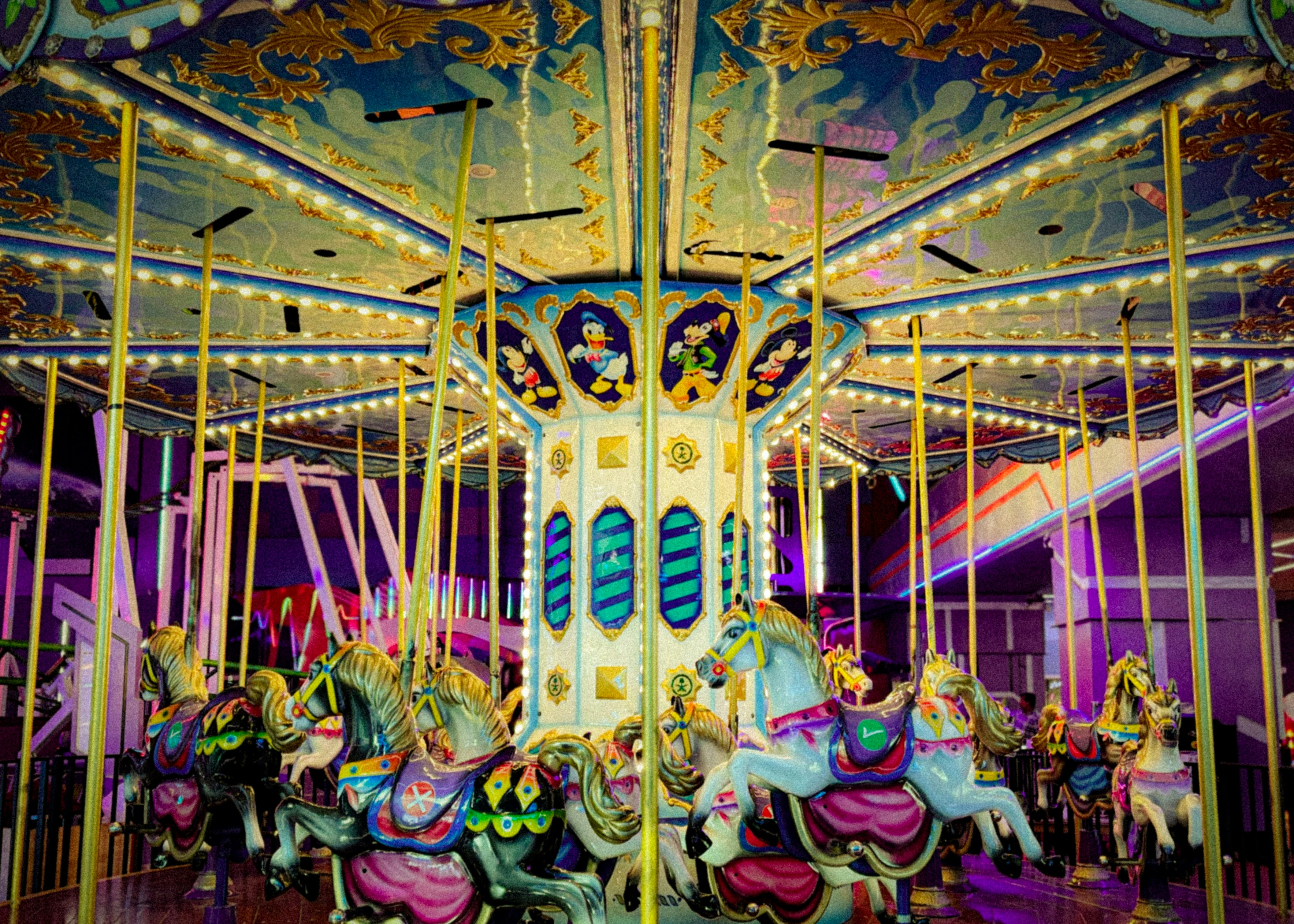 Neon Carousel Reverie Under a Painted Cathedral Ceiling