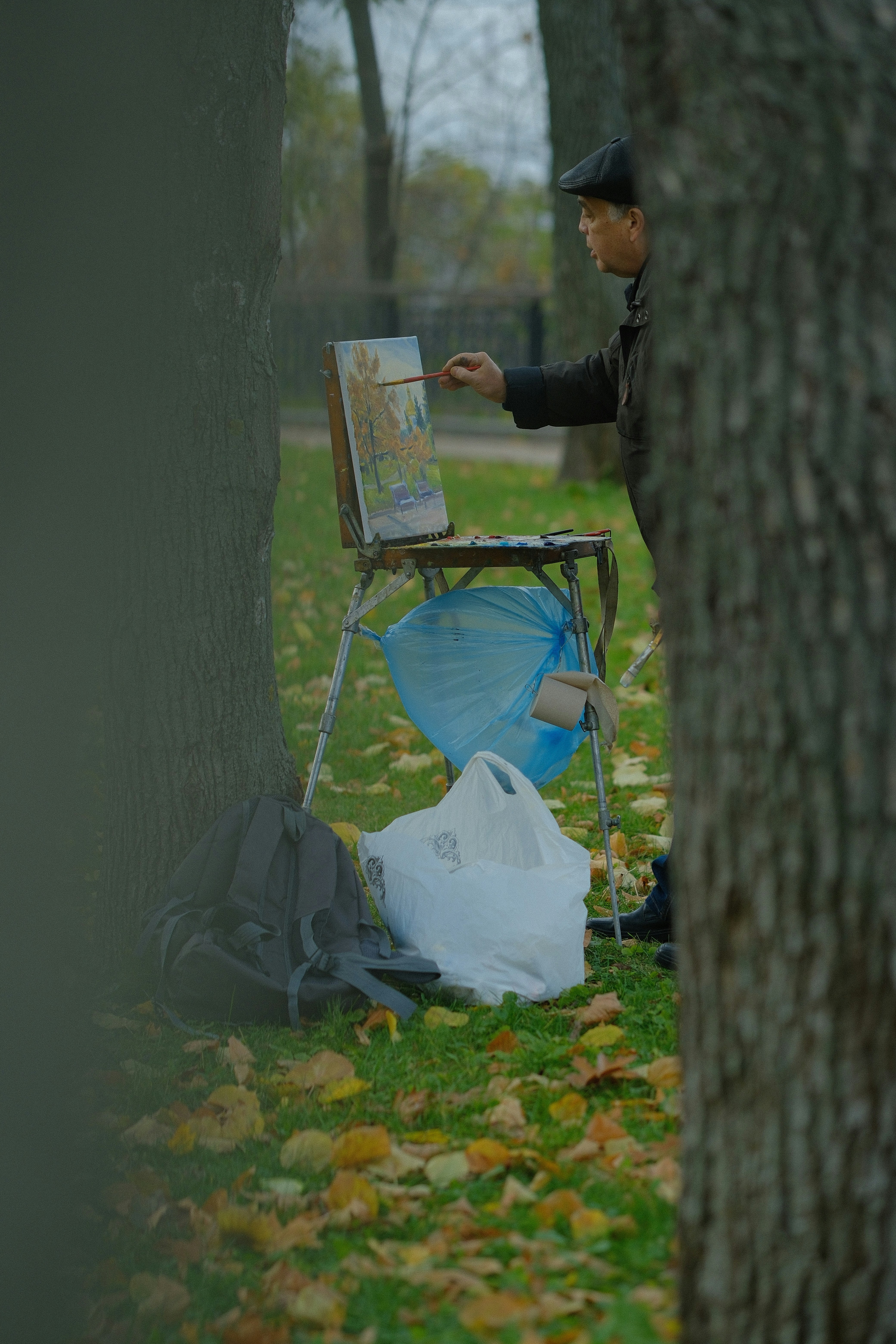 Palette in the Park: An Outdoor Painter at Work