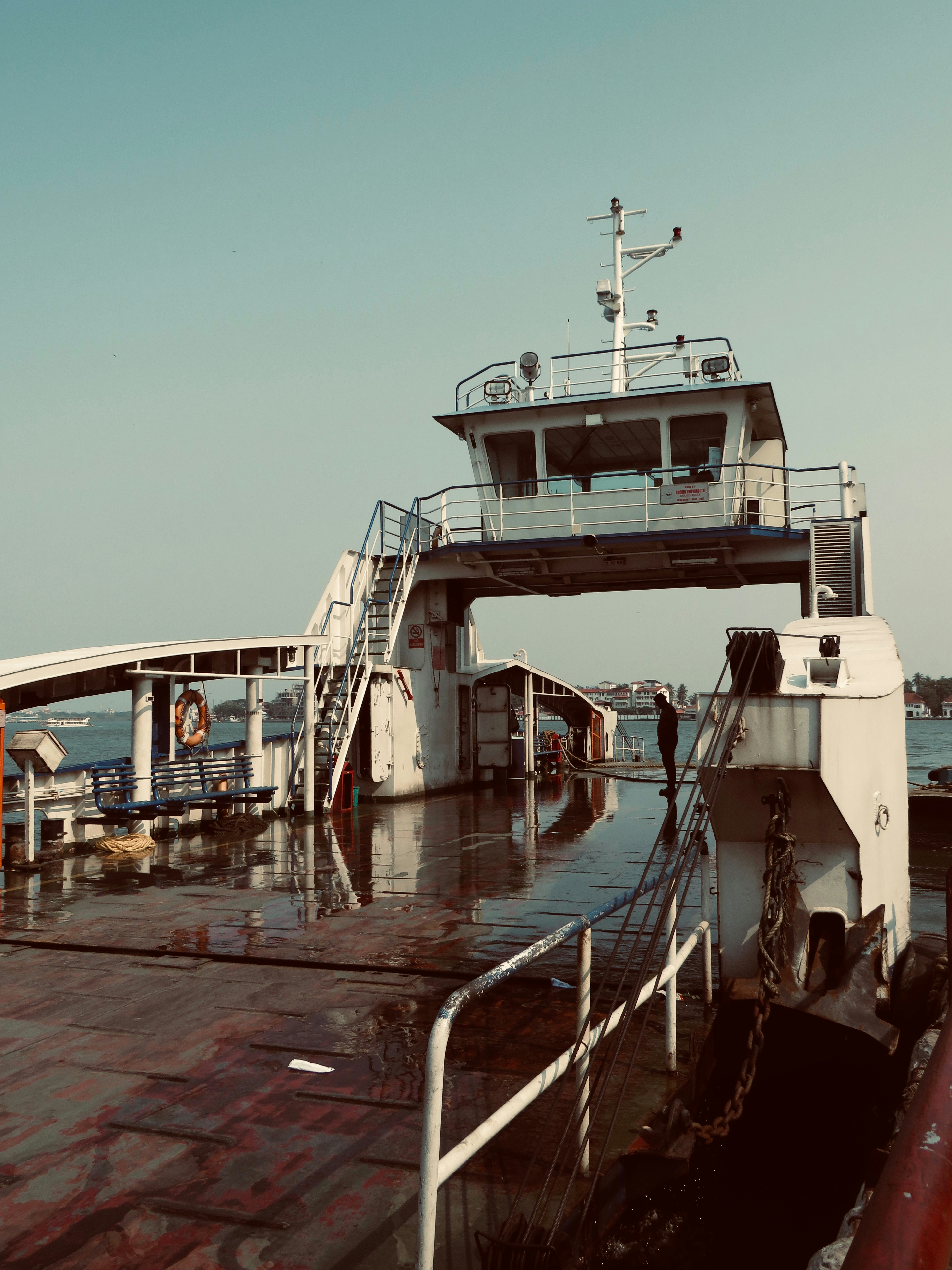 Bridgeward: A Ferry Deck at Quiet Sunset