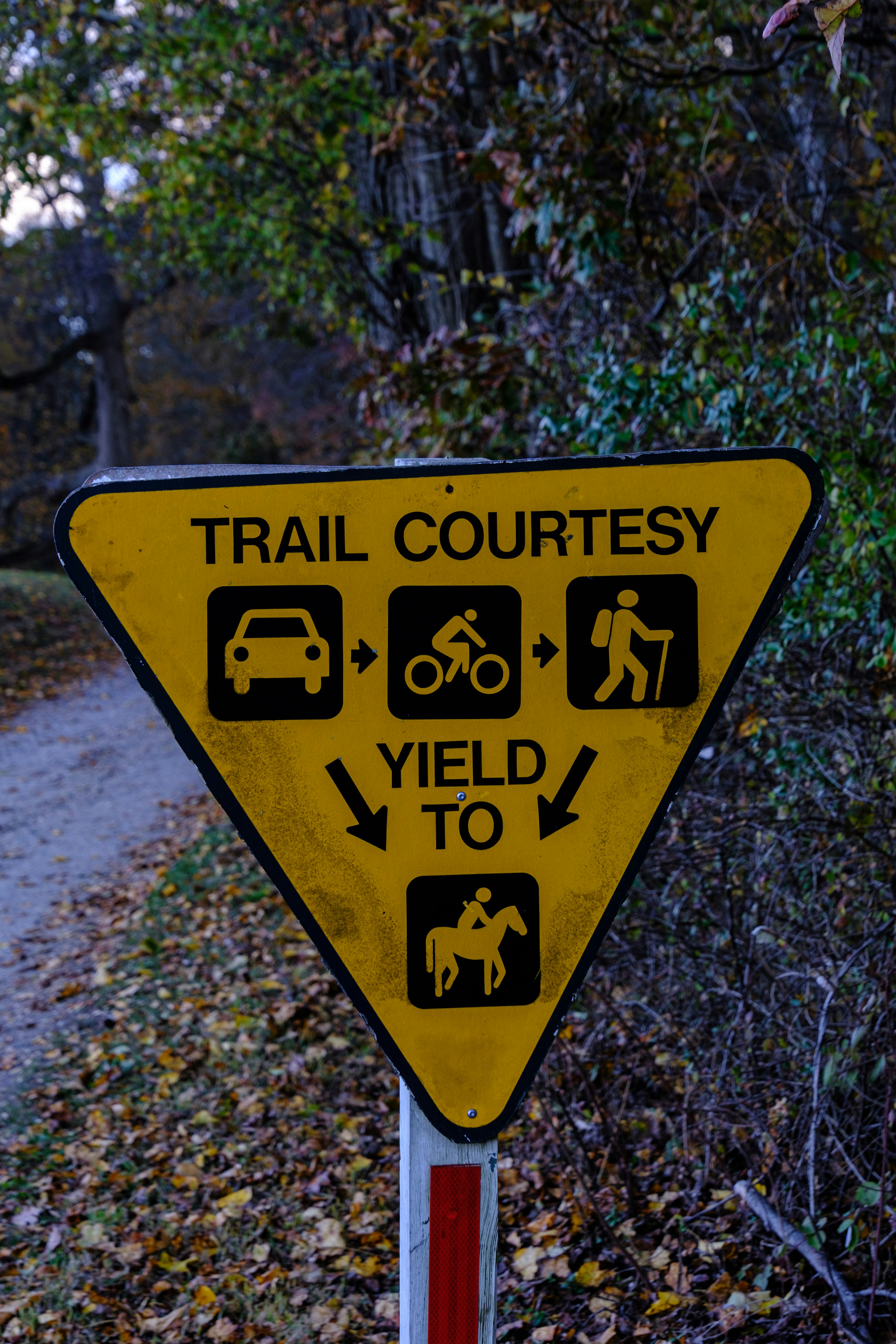 Trail courtesy sign showing yield to horses photo – Free Safety Image ...