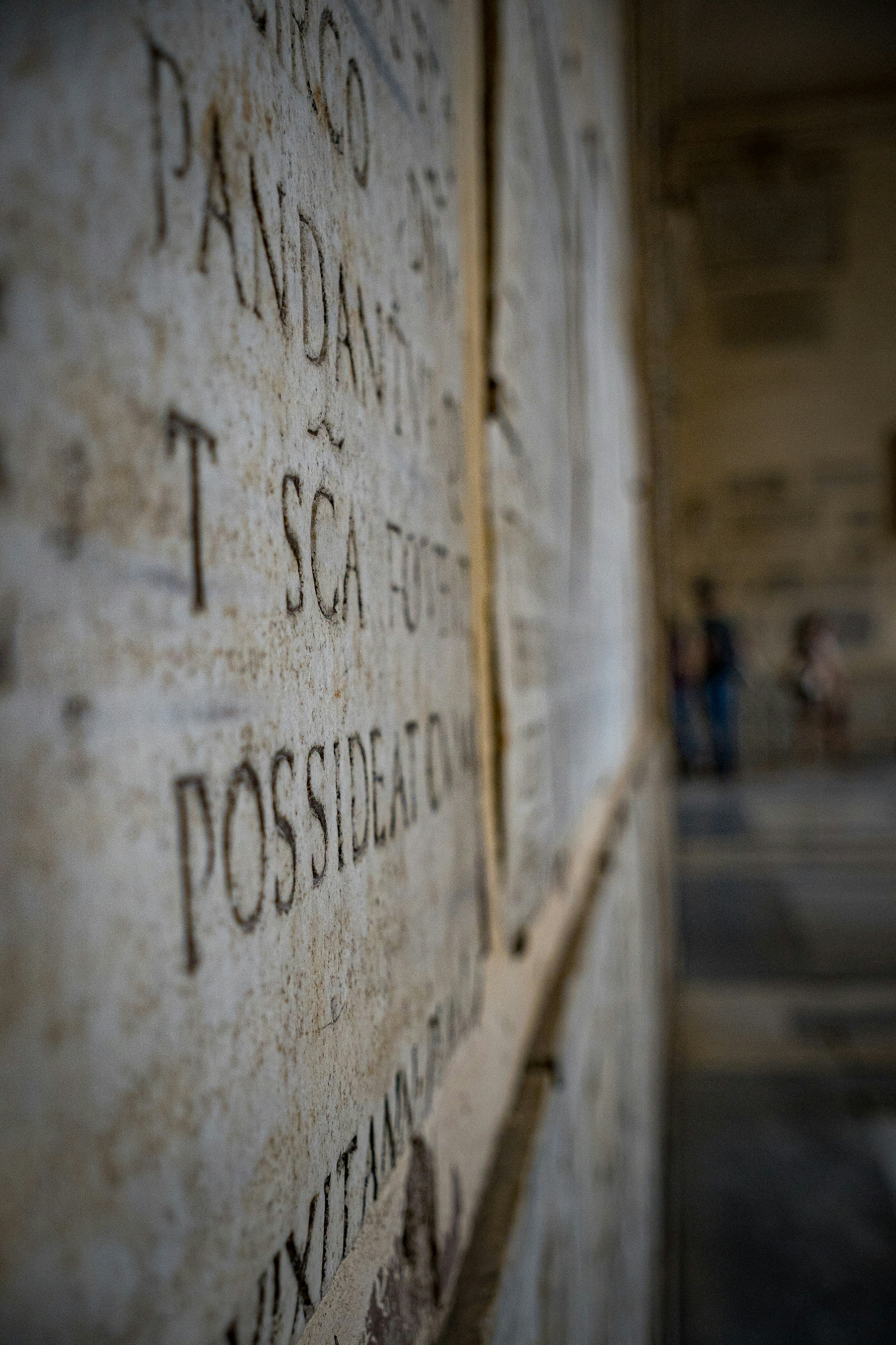 Whispered Latin on a Dim Corridor Wall